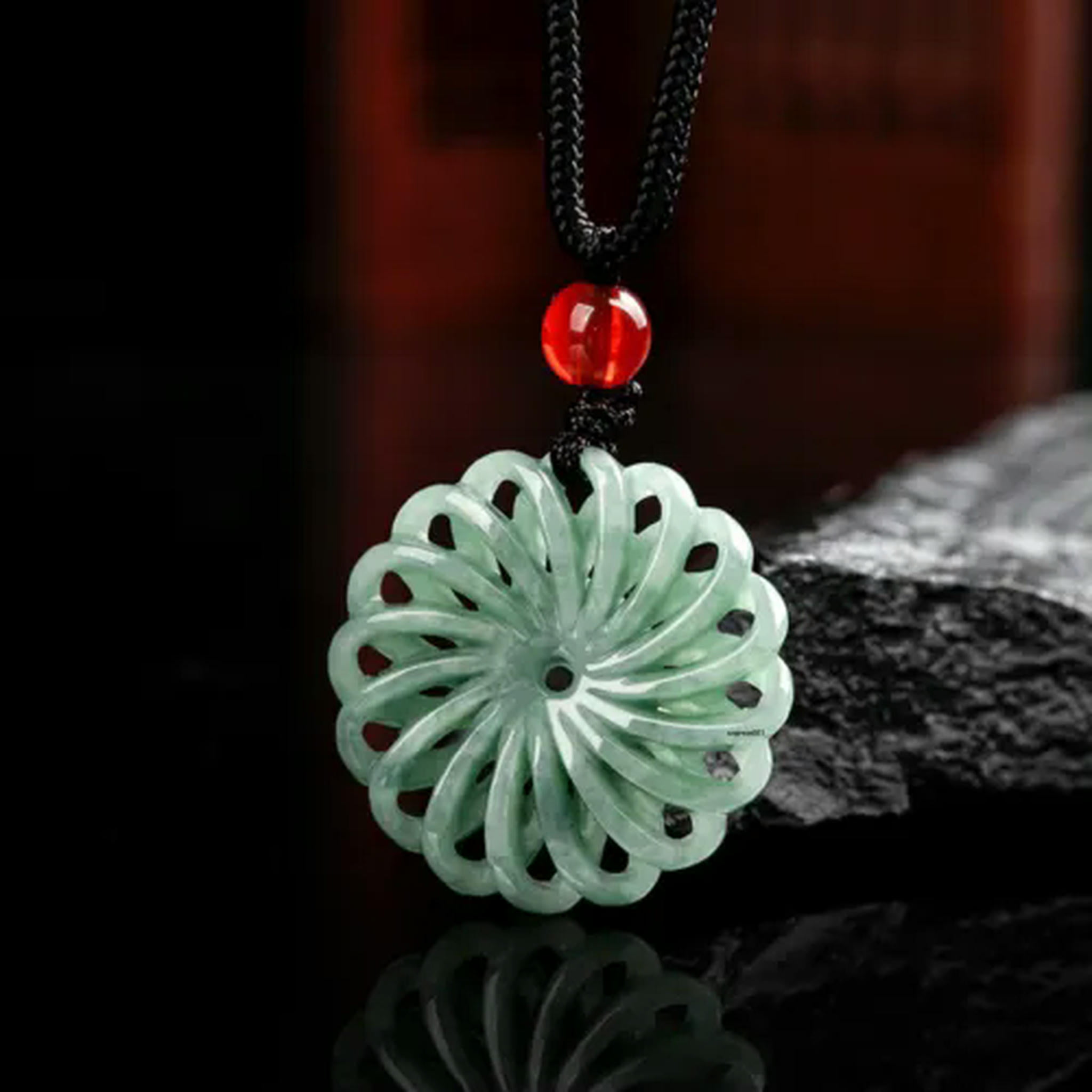 K-KED Natural Grade A Jade Jadeite Lucky Men Women Hollow Flower Wheel ...