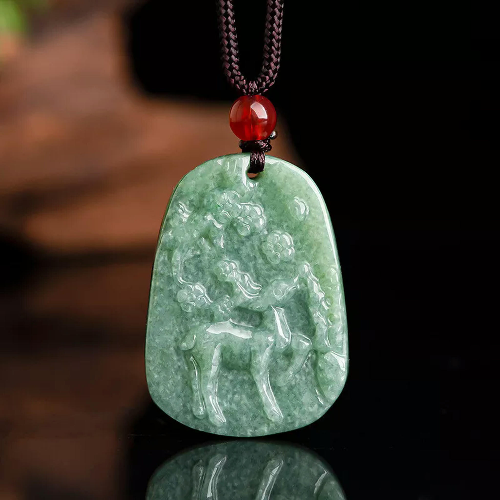 K-KED Natural Grade A Jade Jadeite Men Women With You All The Way Elk ...