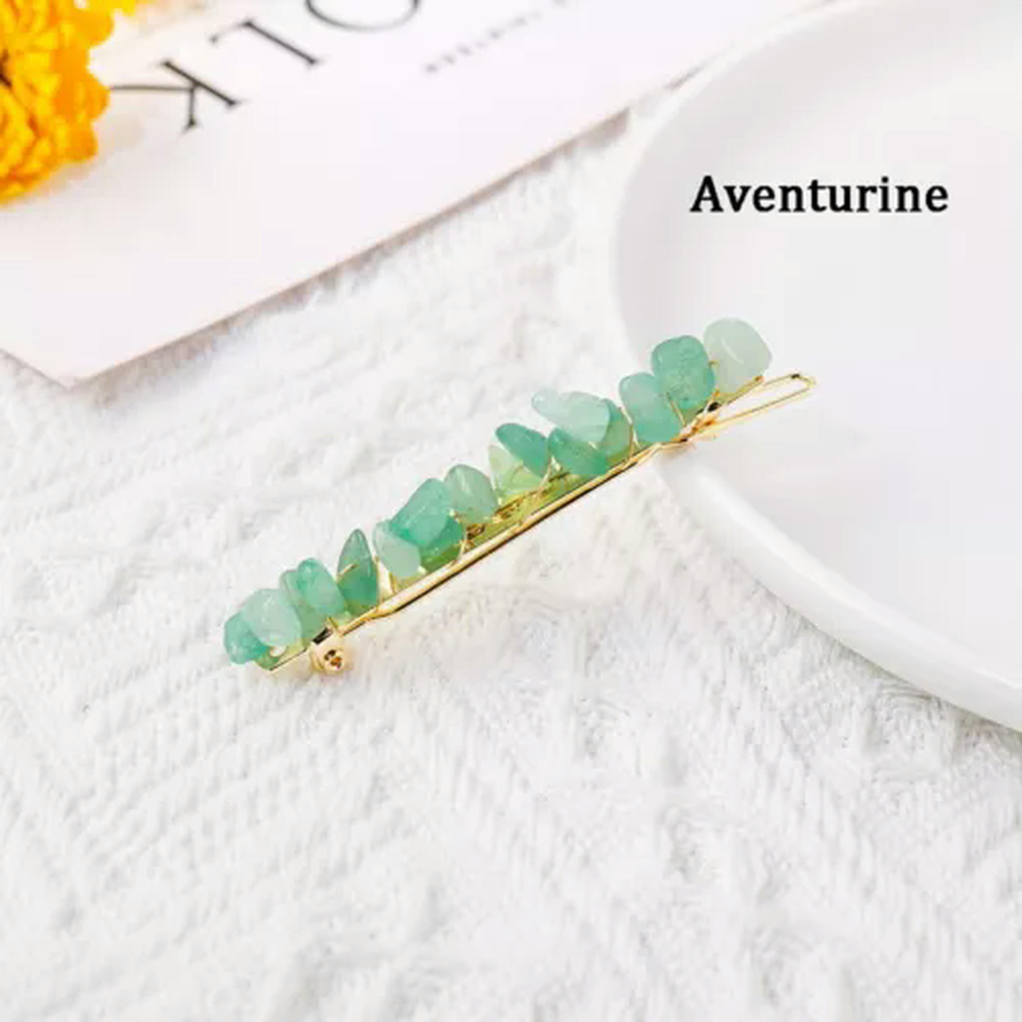 K-KED Natural Healing Quartz Braided Hair Clips Crystal Crushed Stone ...