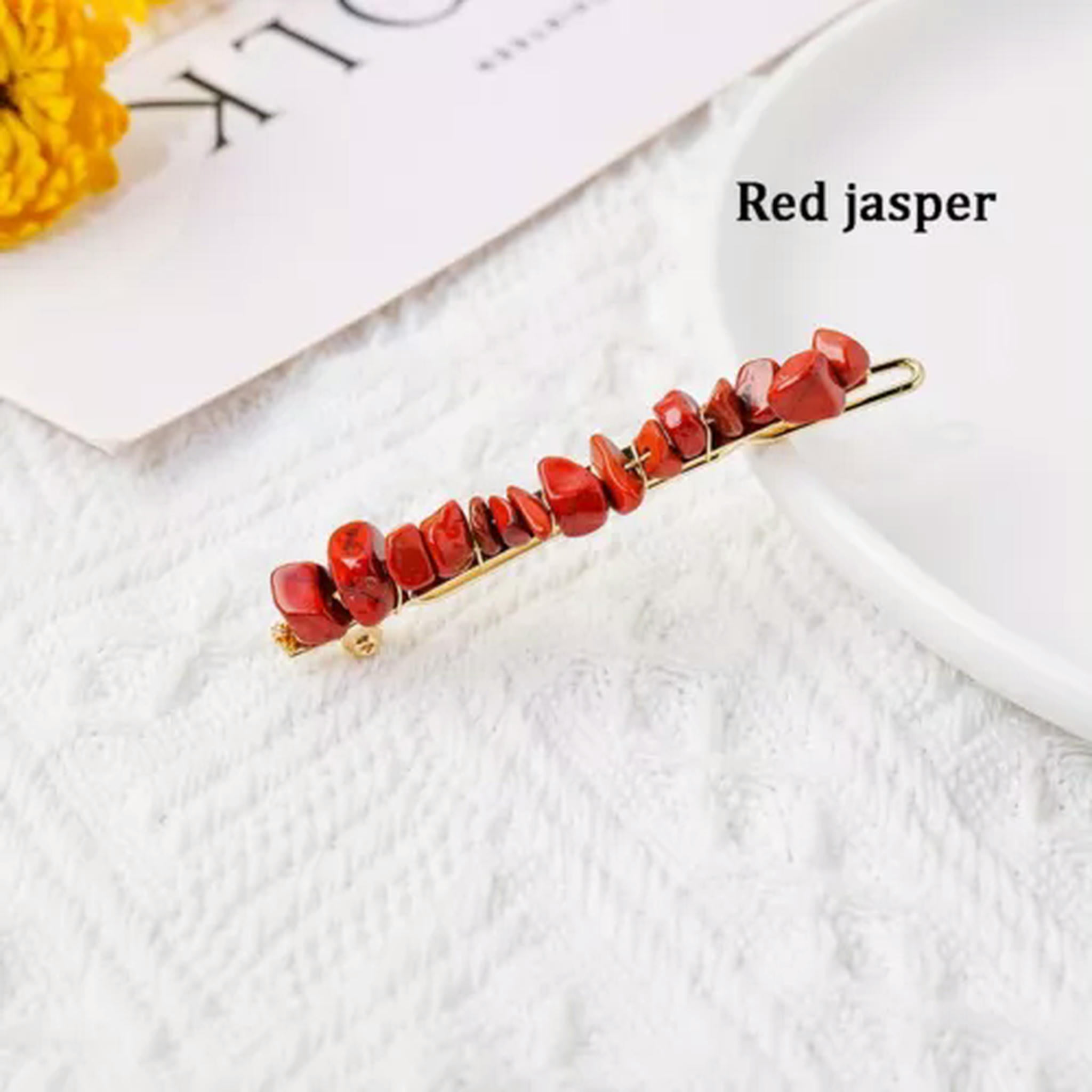 K-KED Natural Healing Quartz Braided Hair Clips Crystal Crushed Stone ...