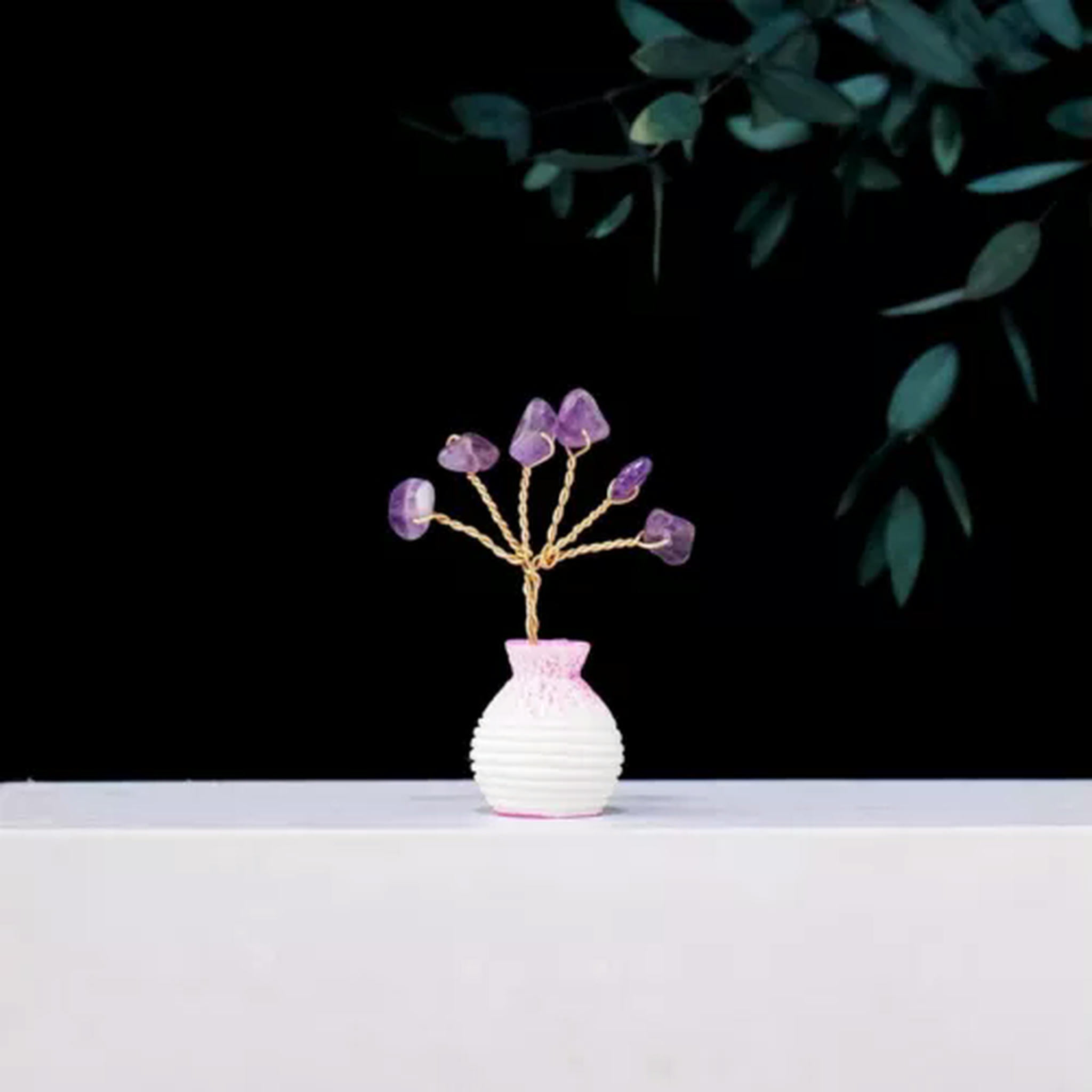 K-KED Natural Healing Quartz Crystal Carved Gravel Tree Vase Reiki Gem ...