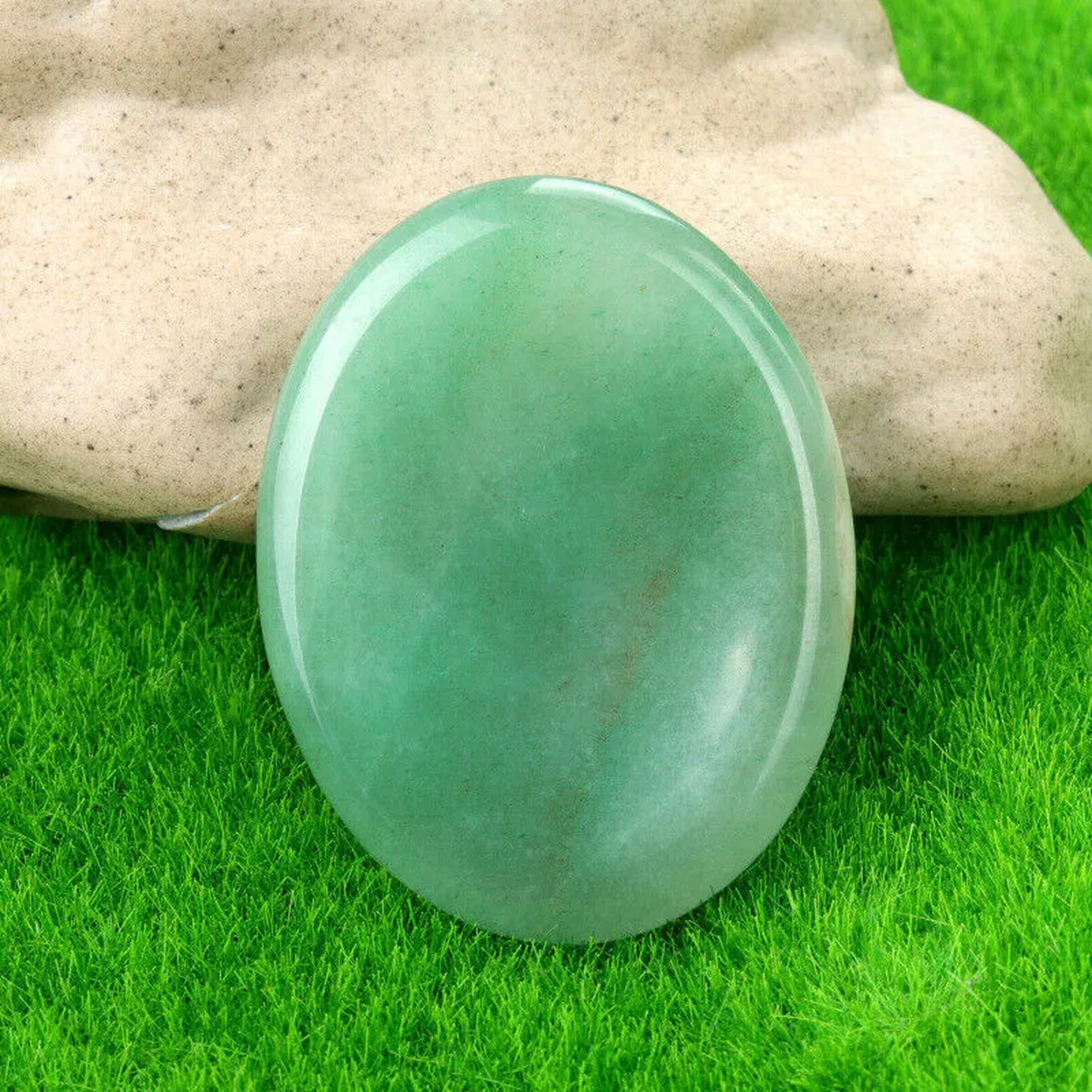 K-KED Natural Jade Palm Stone Green Rock Crystal Healing Reiki Polished ...