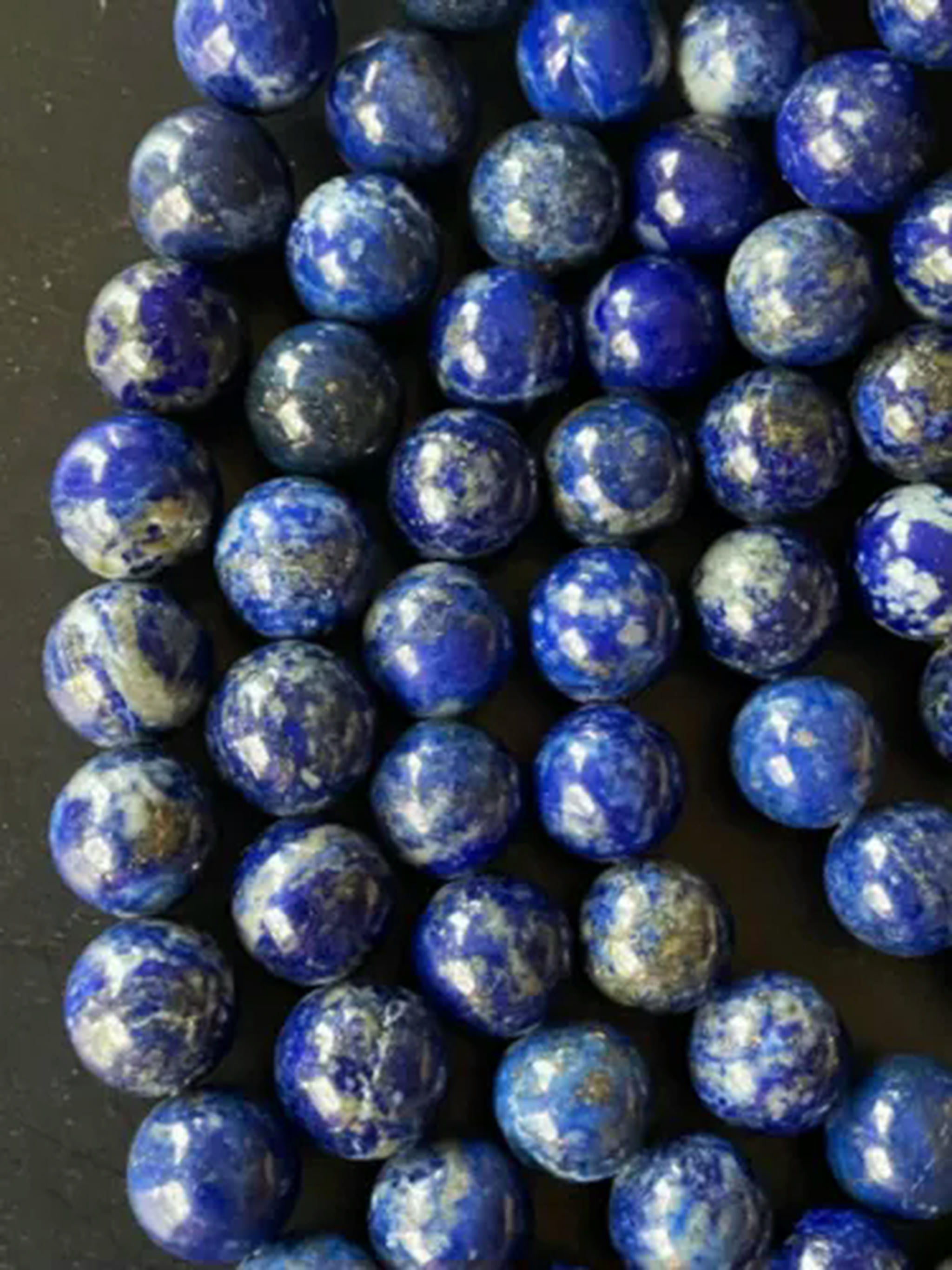 K-KED Natural Lapis Lazuli Bead. 4mm 6mm 8mm 10mm Beautiful Deep Blue ...