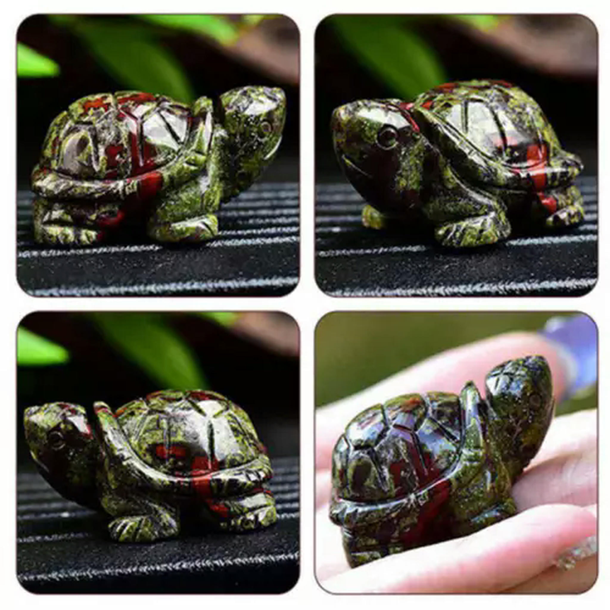 K-KED Natural Gemstone Quartz Crystal Carved Longevity Tortoise Healing ...