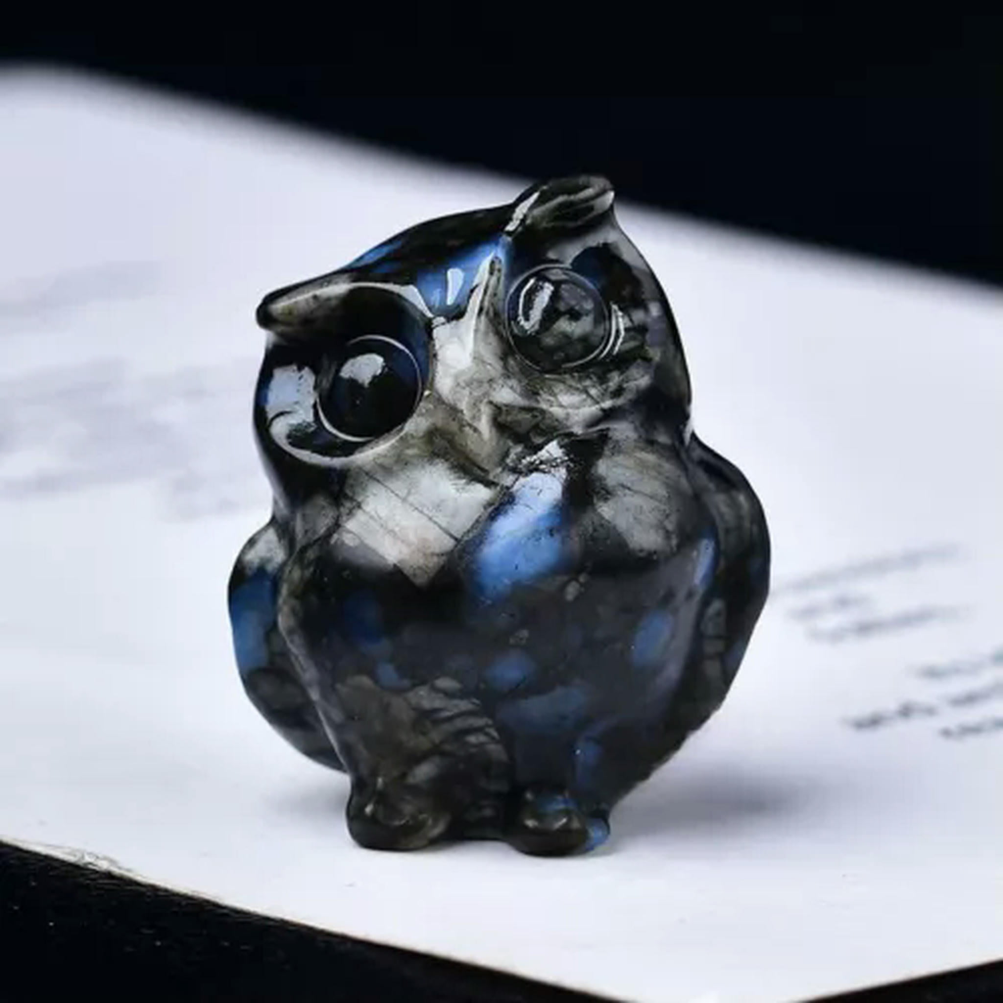 K-KED Natural Quartz Crystal Gemstone Owl Carved Lucky Hooters Mini ...