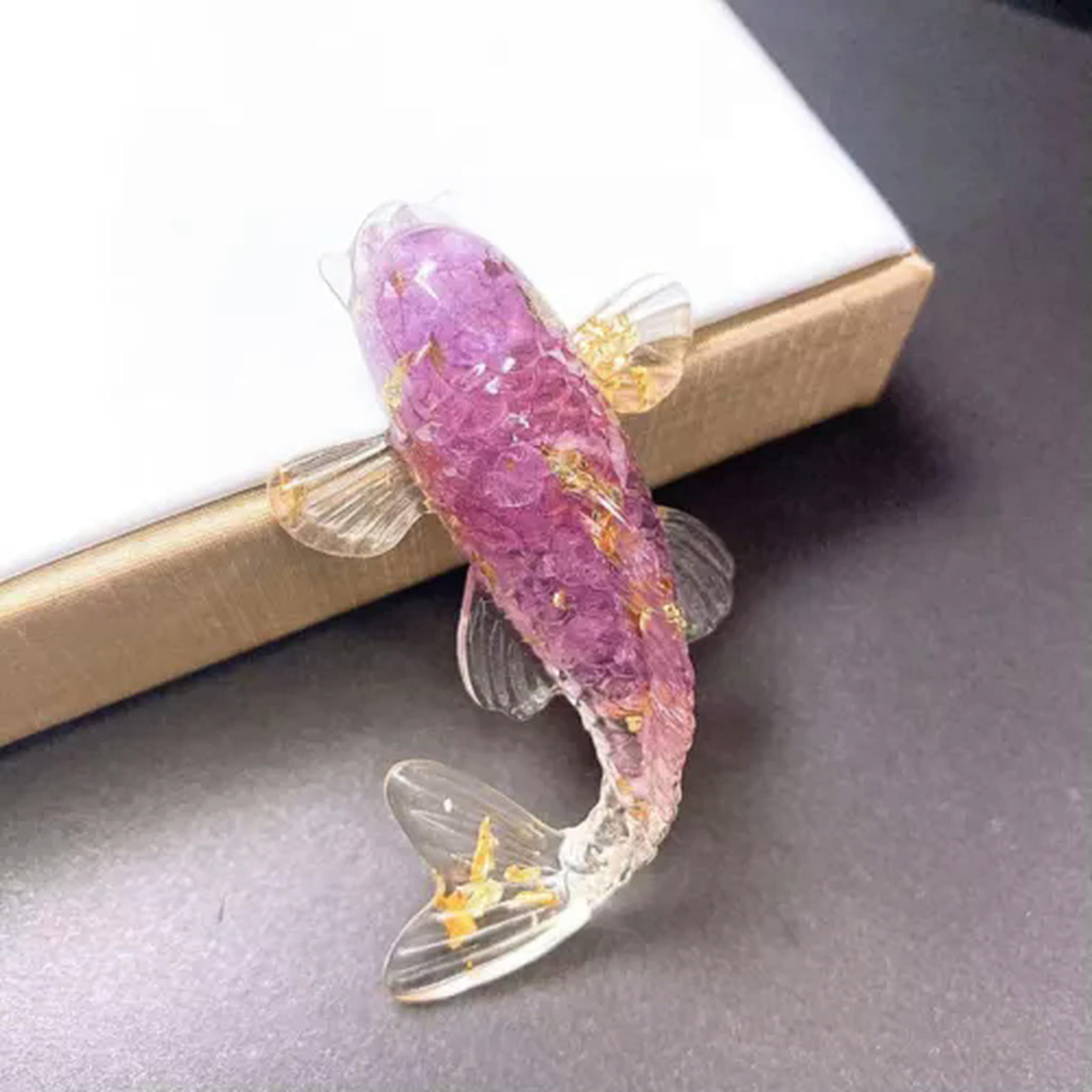 K-KED Natural Quartz Crystal Gravel Drops Glue Koi Gem Mini Lucky Fish ...