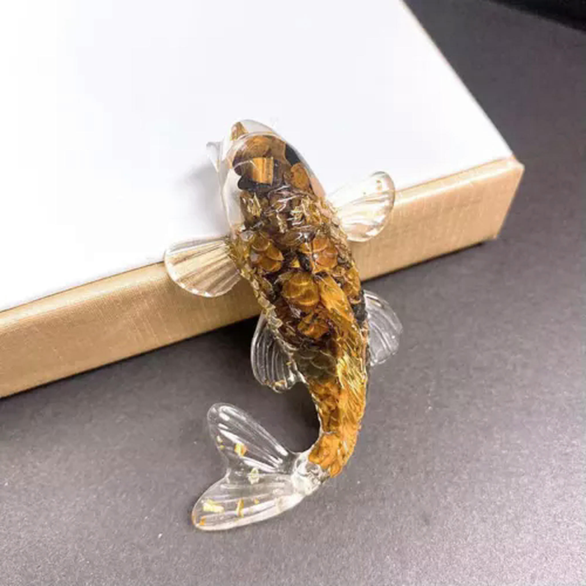 K-KED Natural Quartz Crystal Gravel Drops Glue Koi Gem Mini Lucky Fish ...