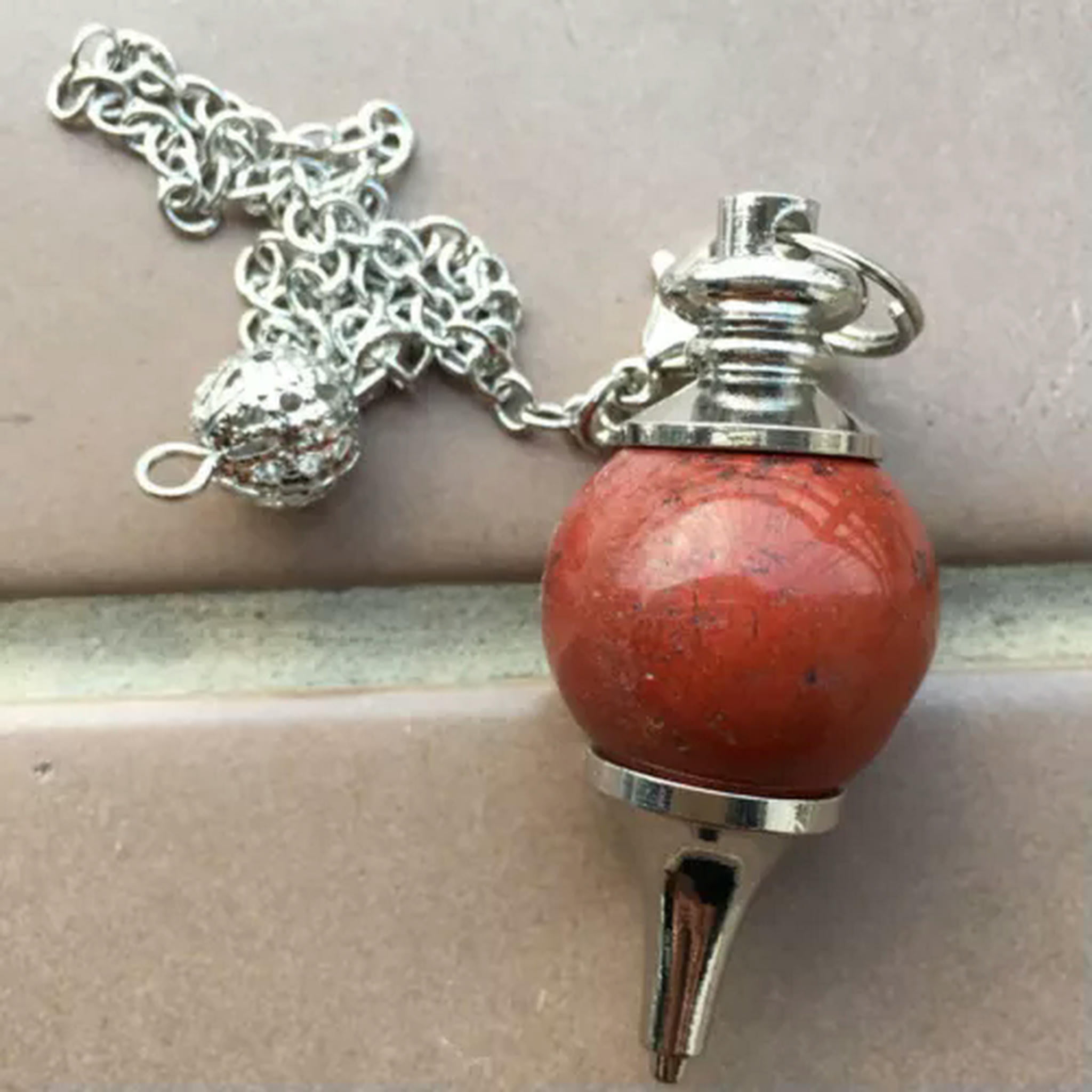 K-KED Natural Quartz Crystal Pendant Chakra Bead Dowsing Stone Pendulum ...