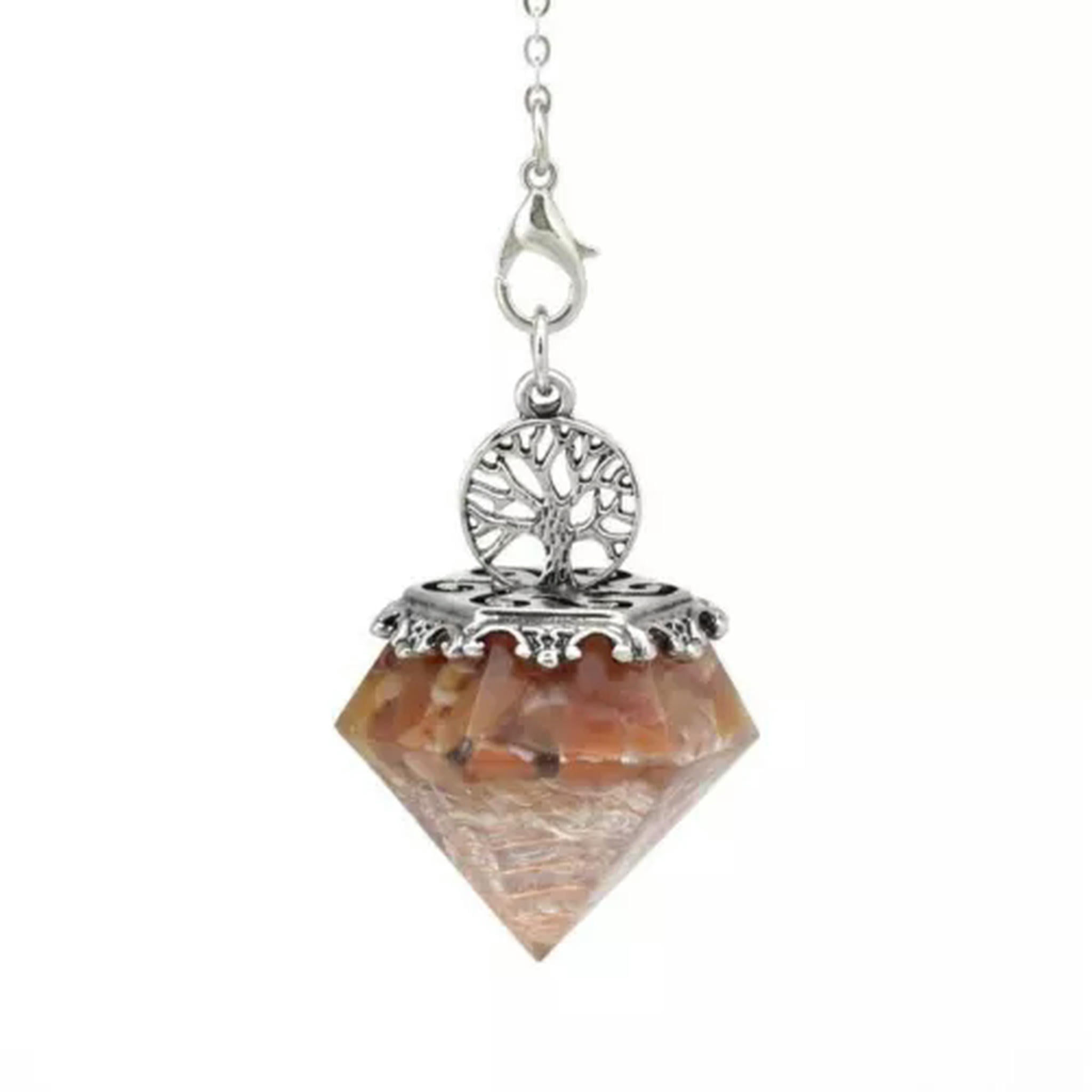 K-KED Natural Quartz Stone Chakra Pendulum Pendants Energy Reiki Healing Amulet-Red agate ...
