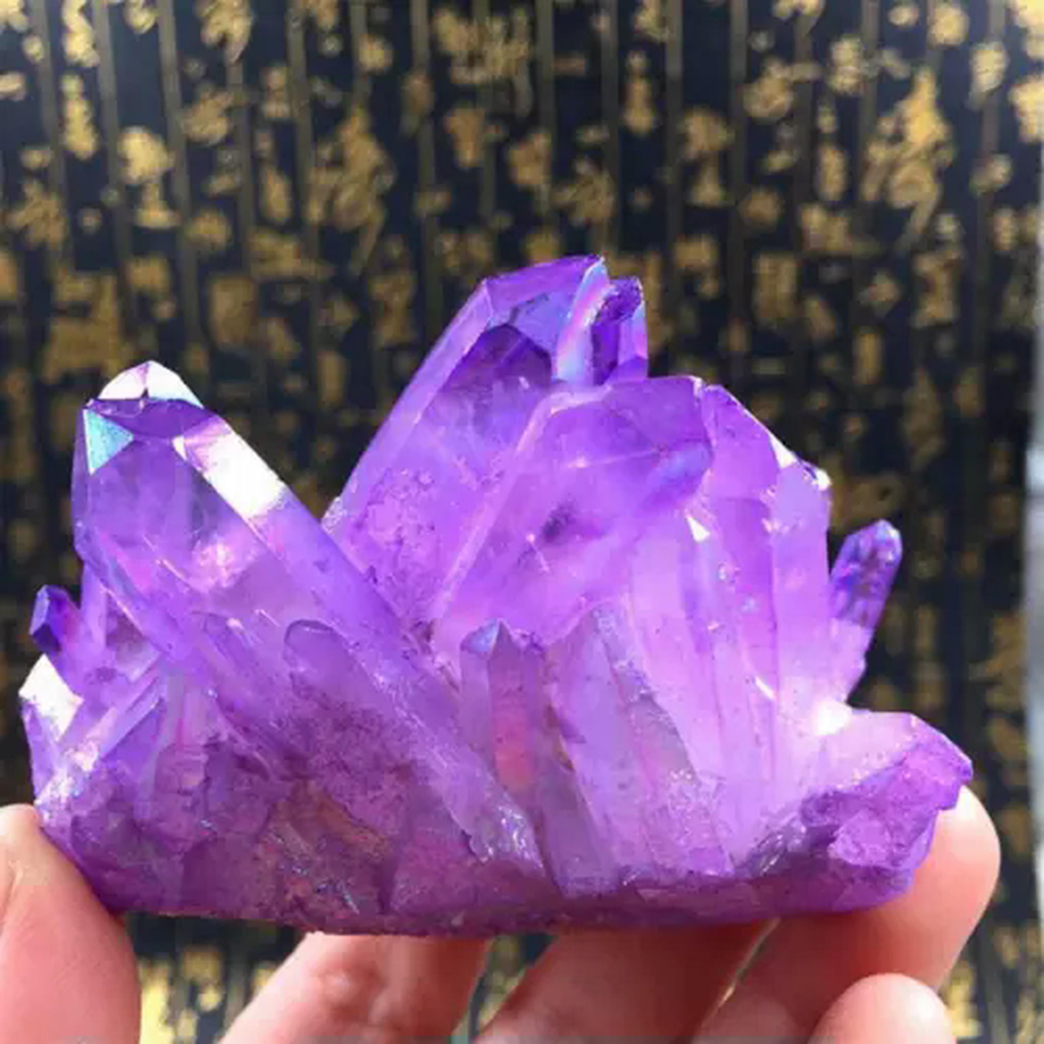 K-KED Natural Quartz Titanium Aura Crystal Cluster VUG Energy Healing ...