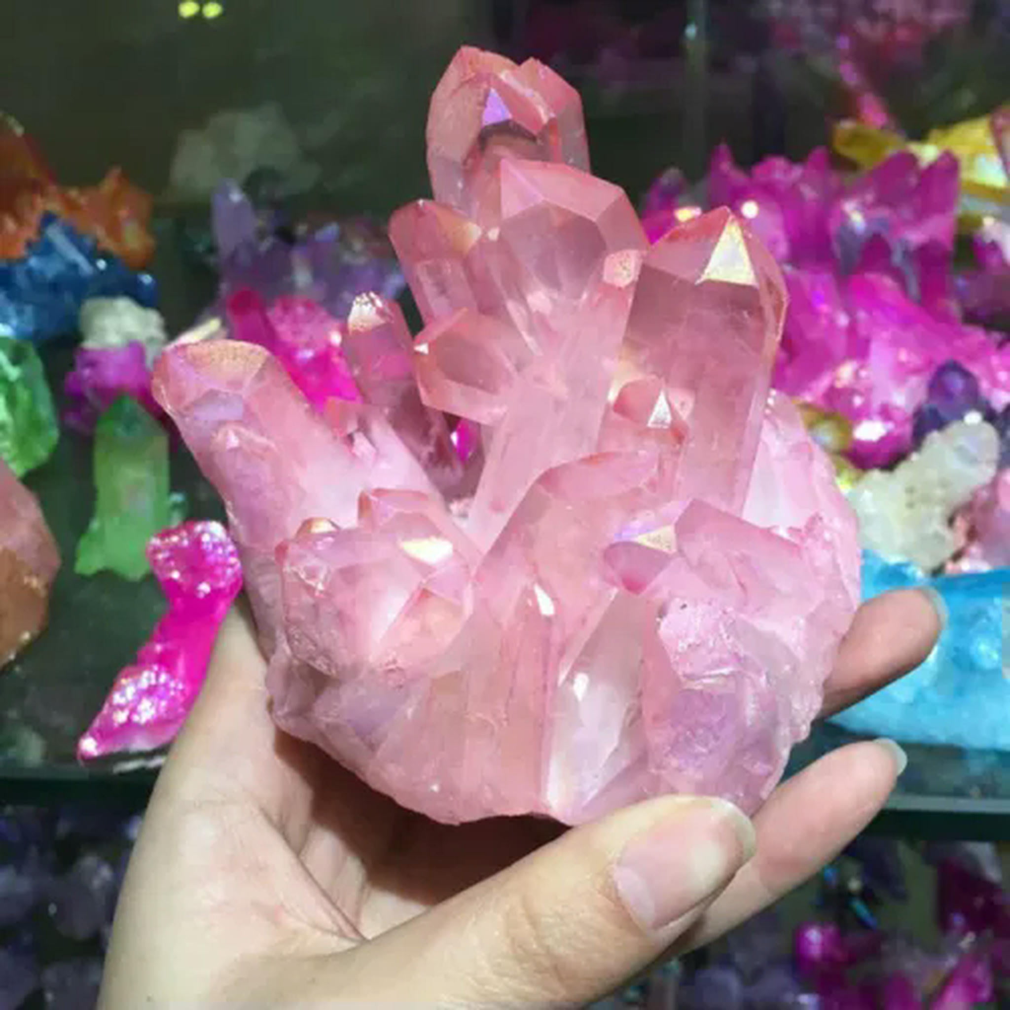 K-KED Natural Quartz Titanium Aura Crystal Cluster VUG Healing ...