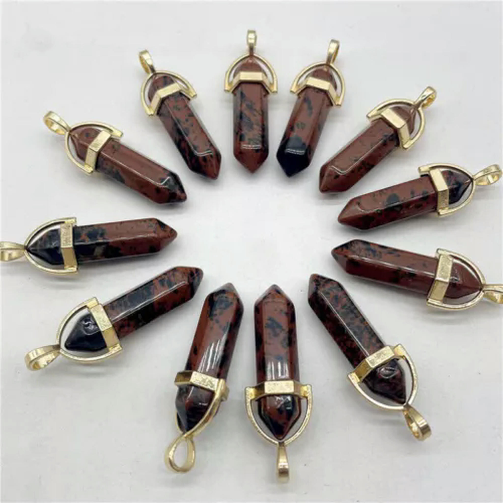 K-KED Natural Stone 100pcs Gold Hexagonal Column Pendants for Delicate ...