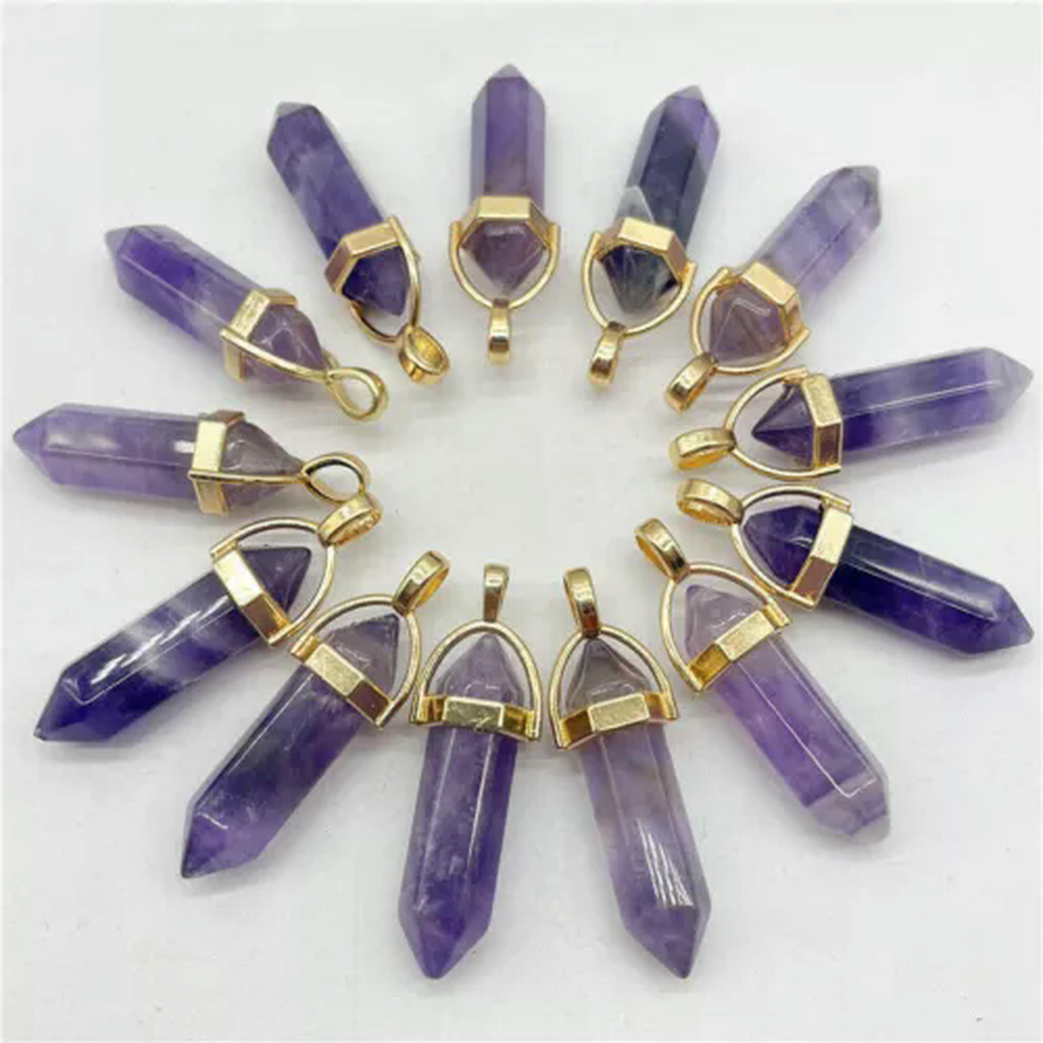 K-KED Natural Stone 50pcs Gold Hexagonal Column Pendants for Delicate ...