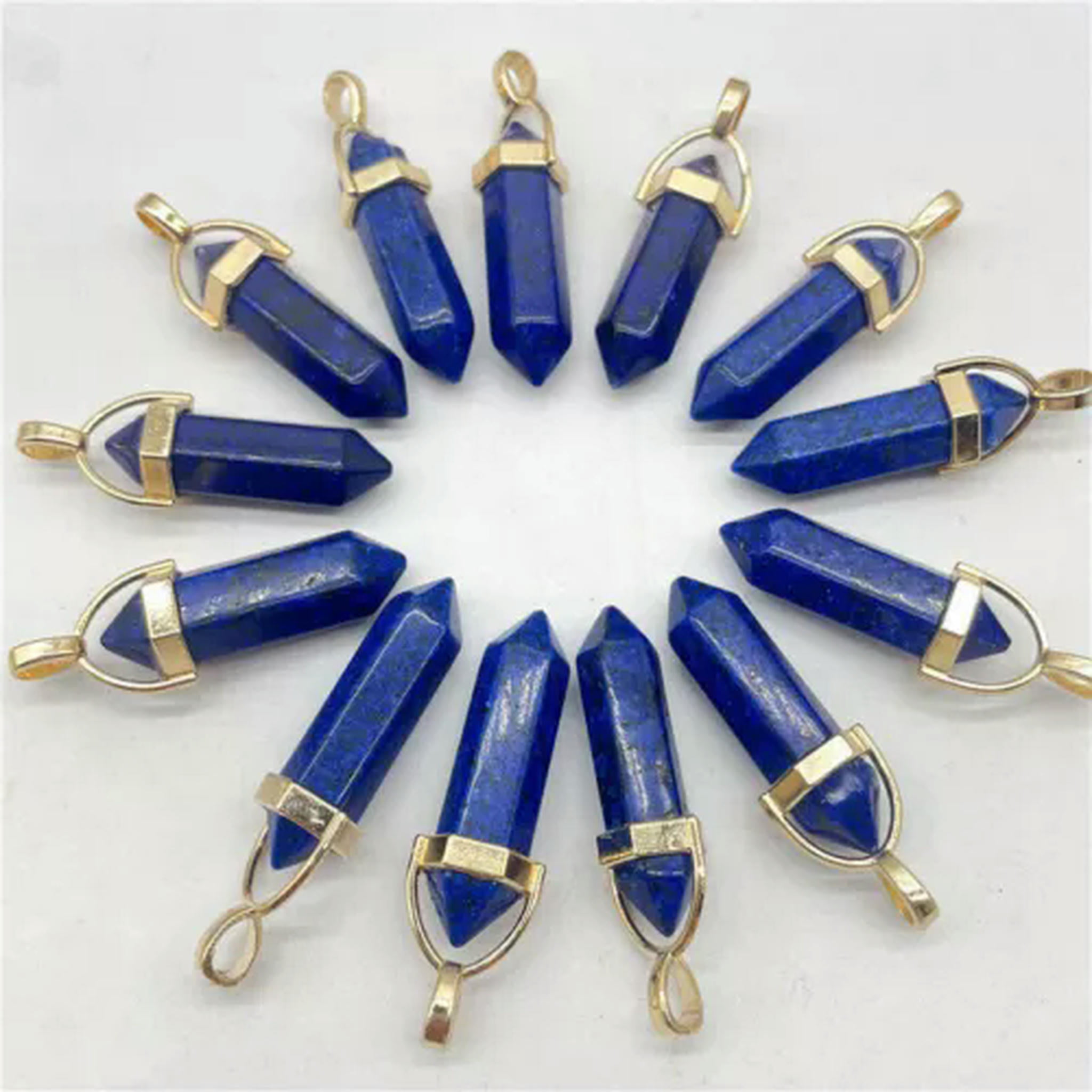K-KED Natural Stone 50pcs Gold Hexagonal Column Pendants for Delicate ...