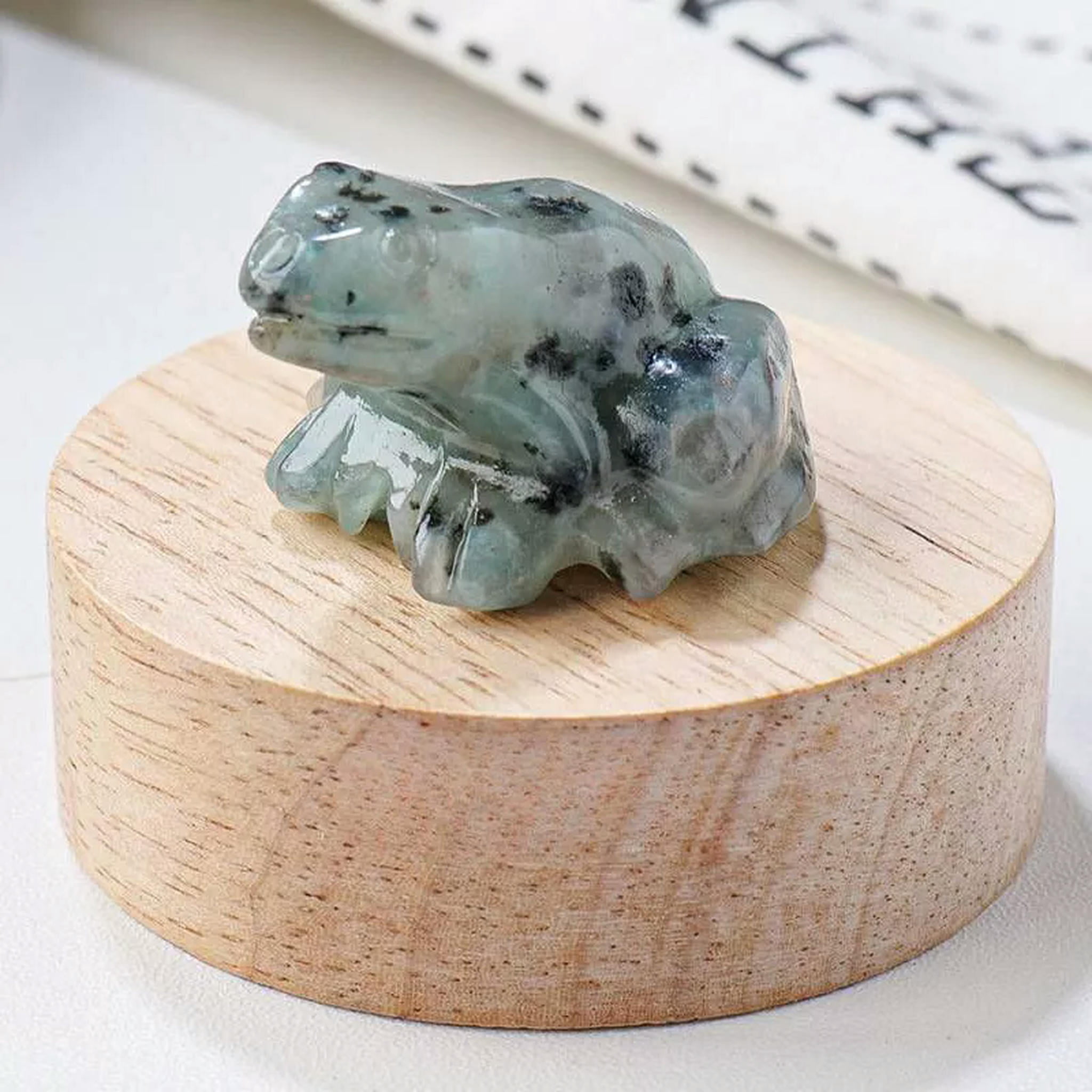 K-KED Natural Tianshan Blue Granite Gemstone Quartz Crystal Frog Carved ...