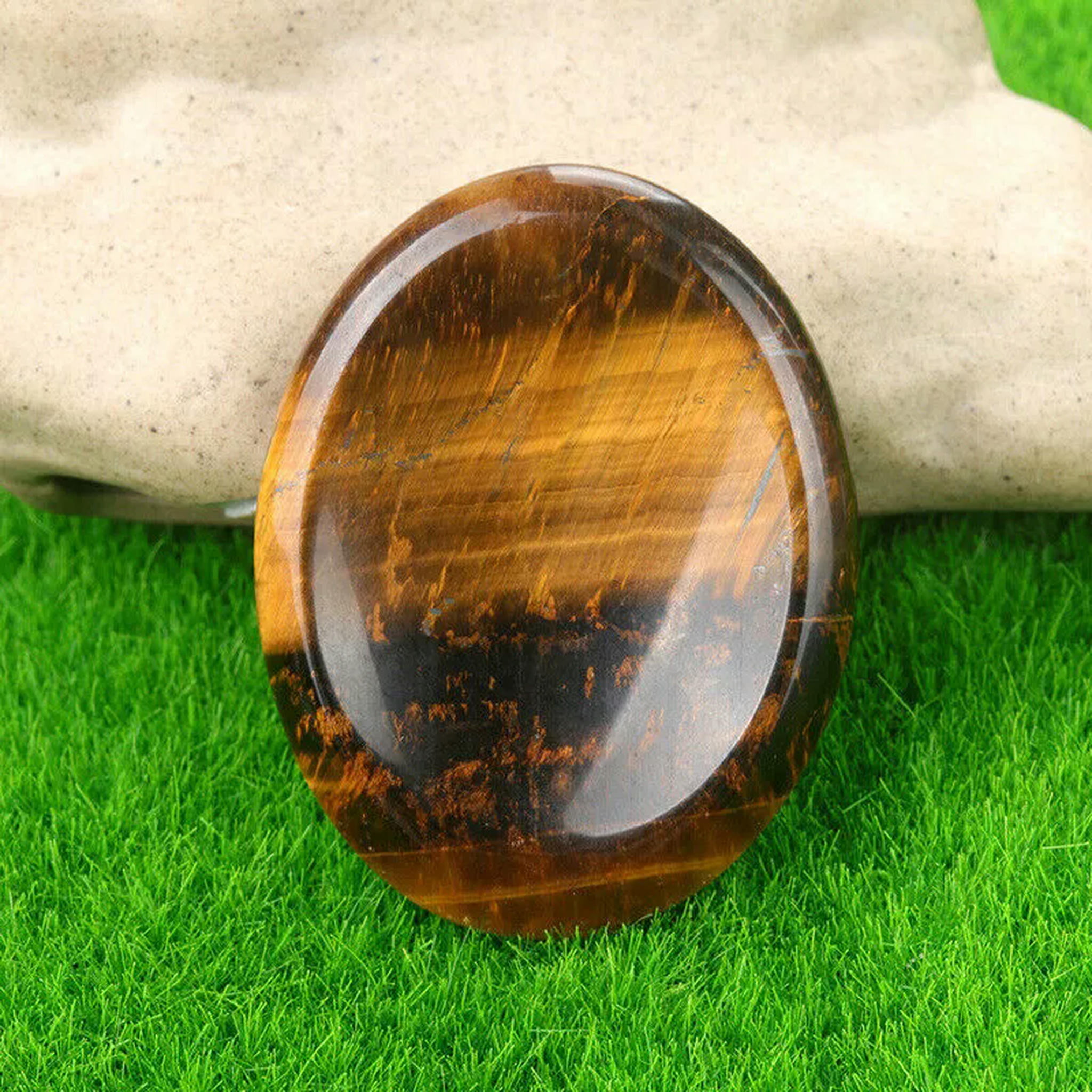 K-KED Natural Tigers Eye Palm Stone Golden Rock Crystal Healing Reiki ...