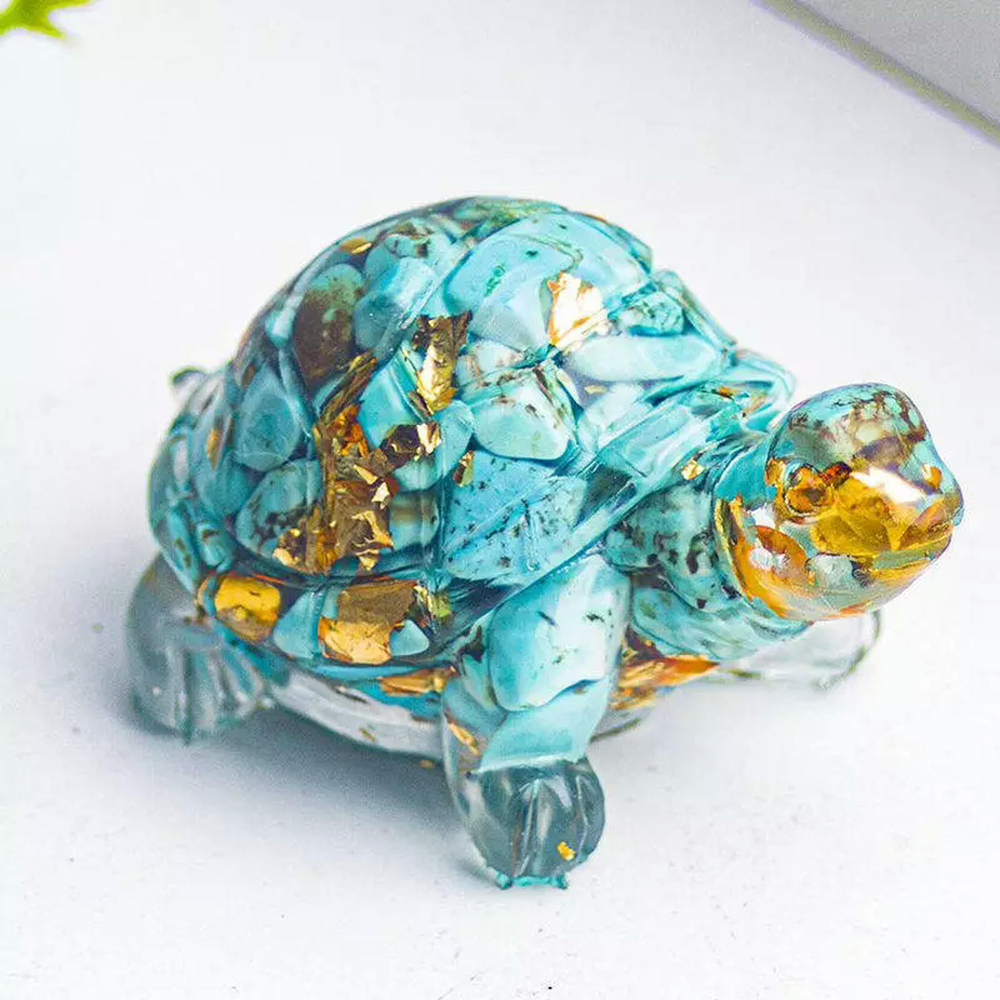 K-KED Natural Turquoise Quartz Crystal Longevity Turtle Carved Chip ...