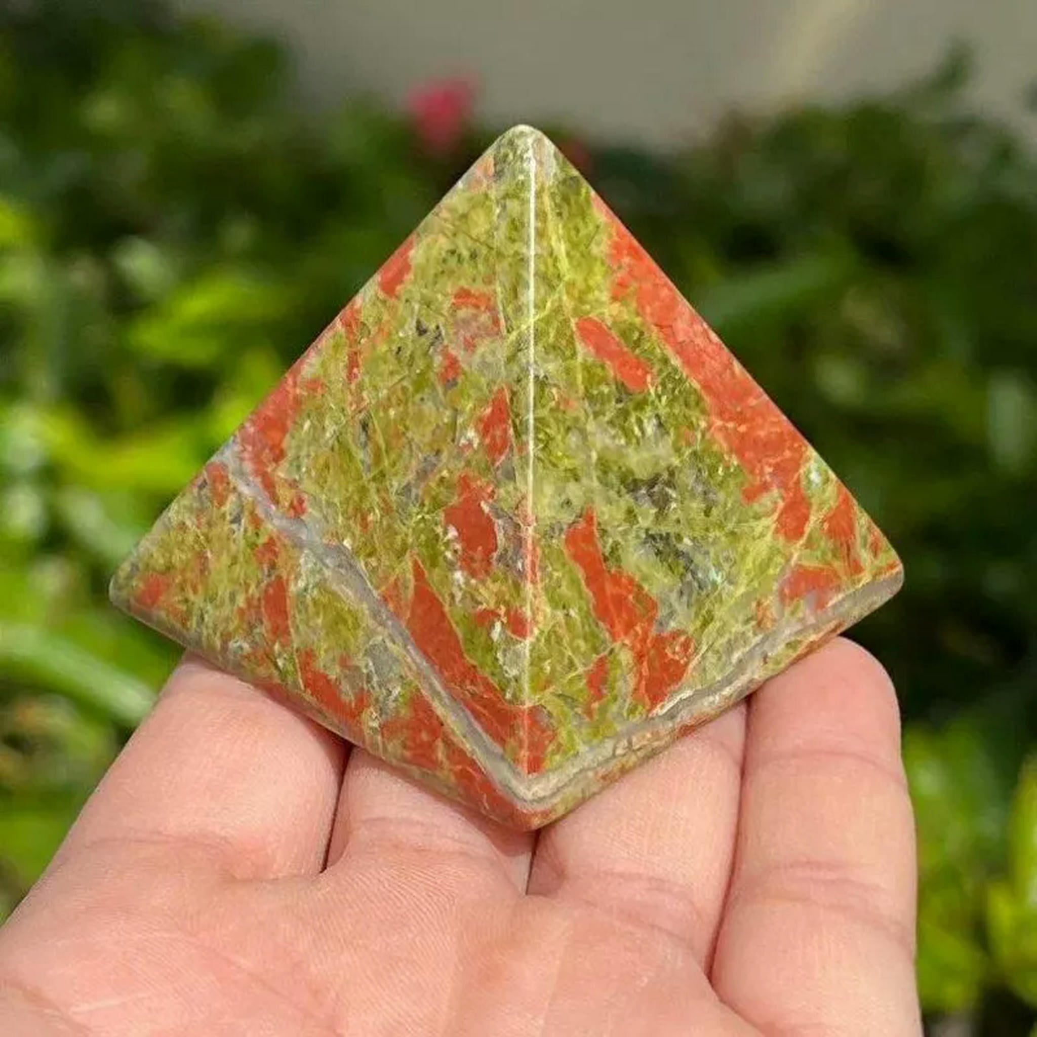 K-KED Natural Unakite Epidote Pyramid Quartz Crystal Gemstone Healing ...