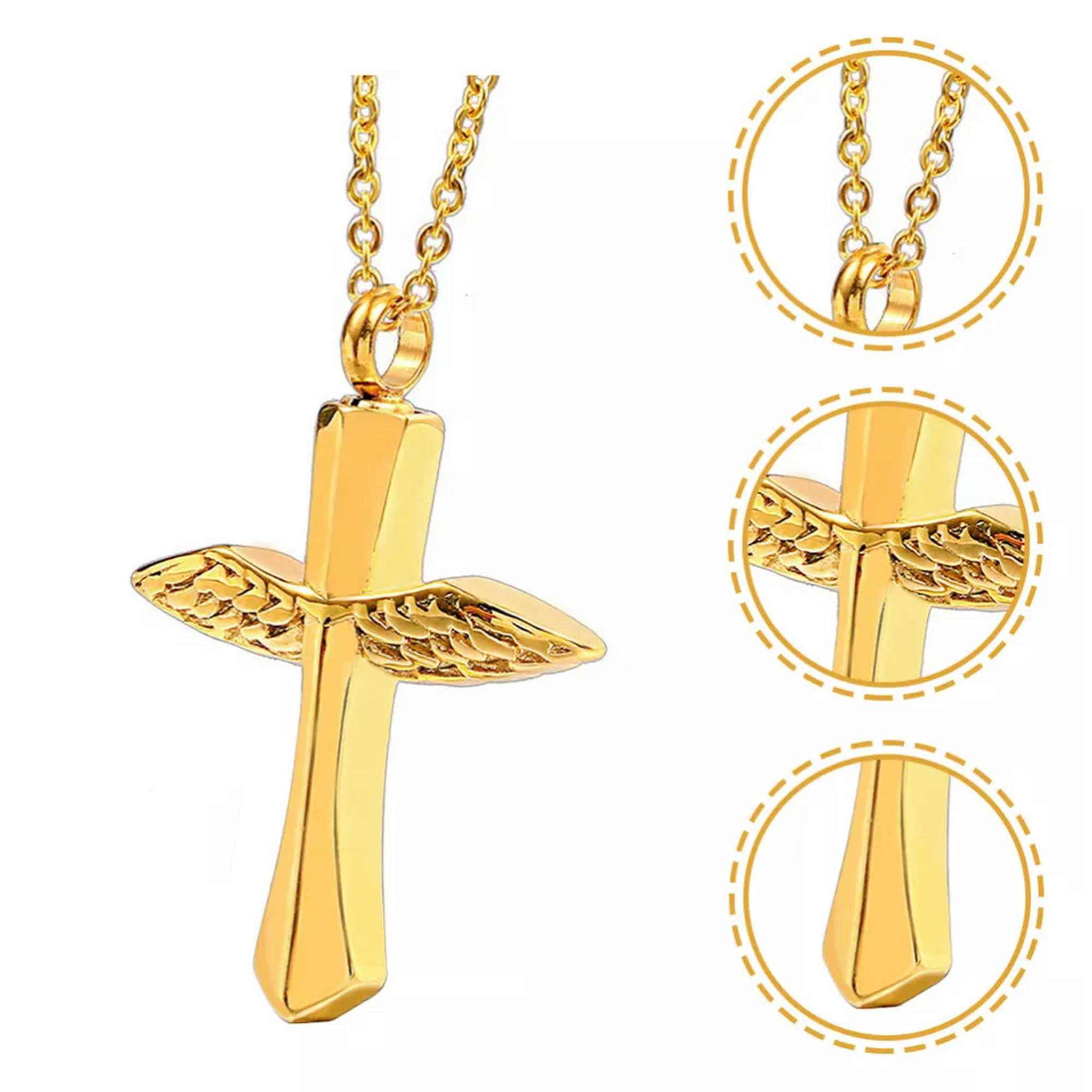 K-KED Necklace for Ashes Human Cross Pendant Family Remembrance ...