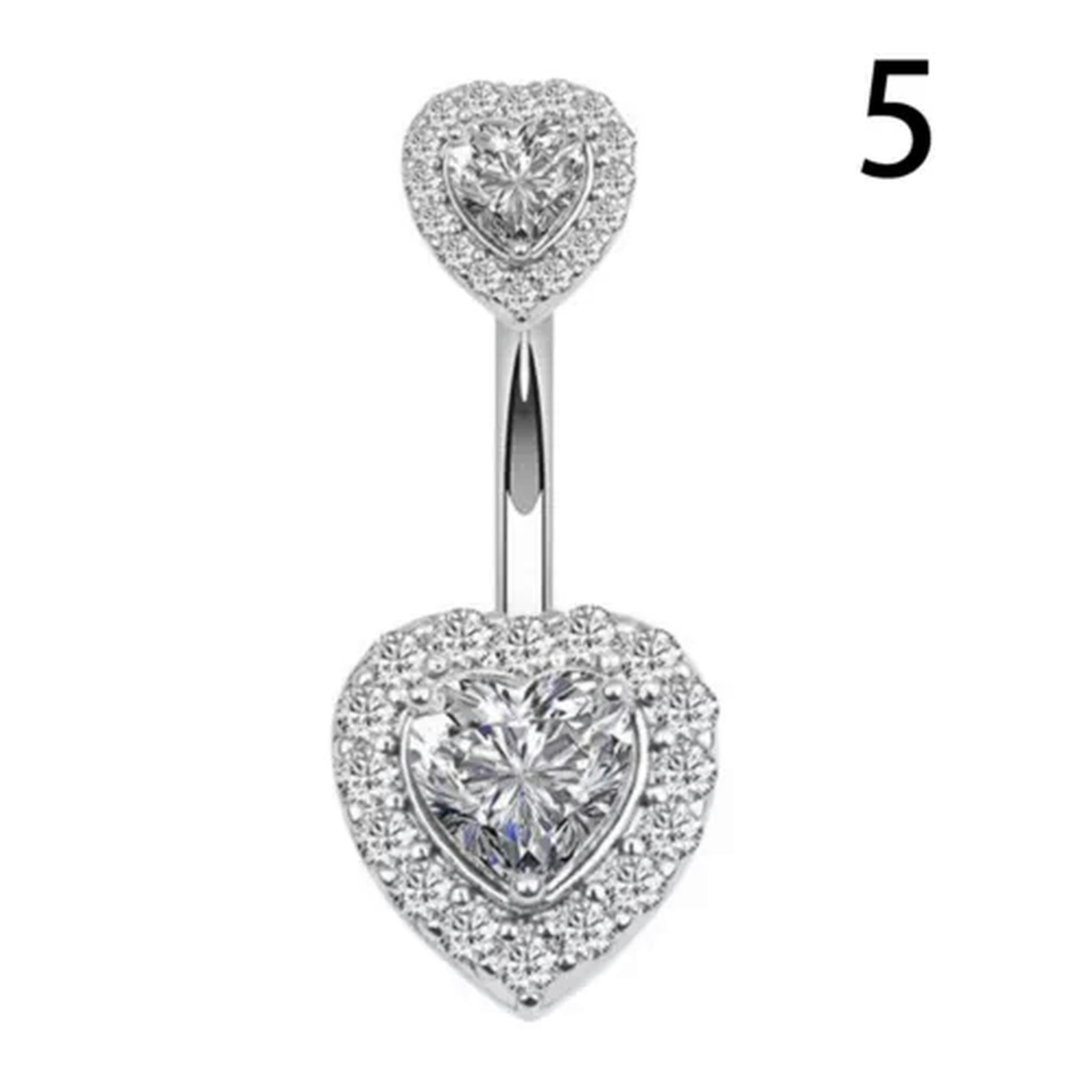 K-KED New Belly Button Rings Dangle Crystal Rhinestone Navel Bar ...