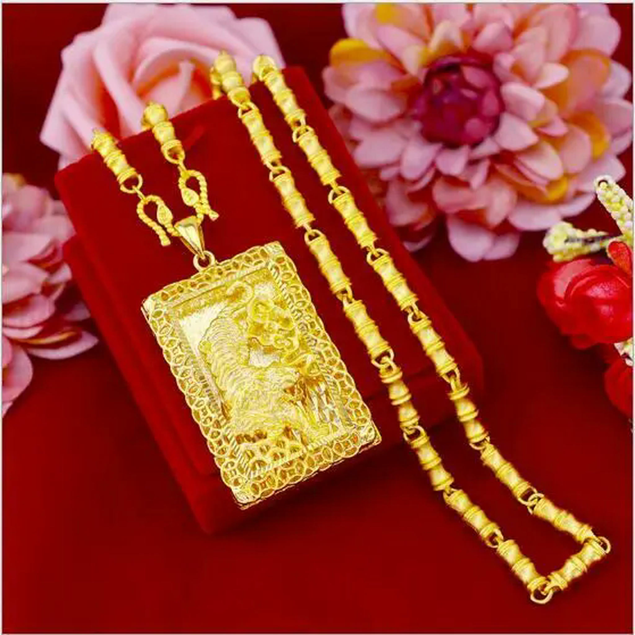 K-KED New Fashion Men's Tiger 23K 24K THAI BAHT YELLOW GOLD Pendant ...