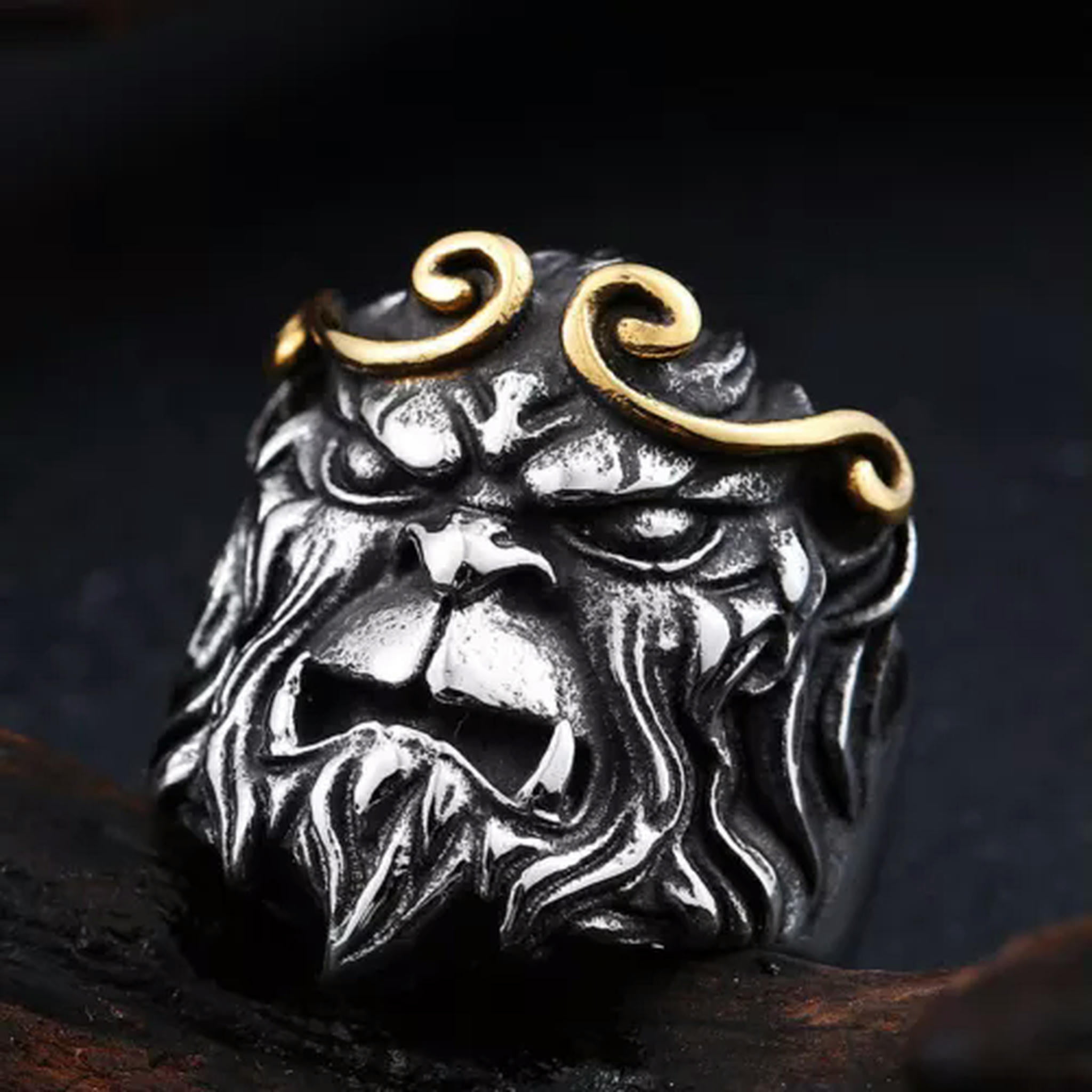 K-KED Oriental Mythology Monkey King Ring Stainless Steel Gothic Men's ...