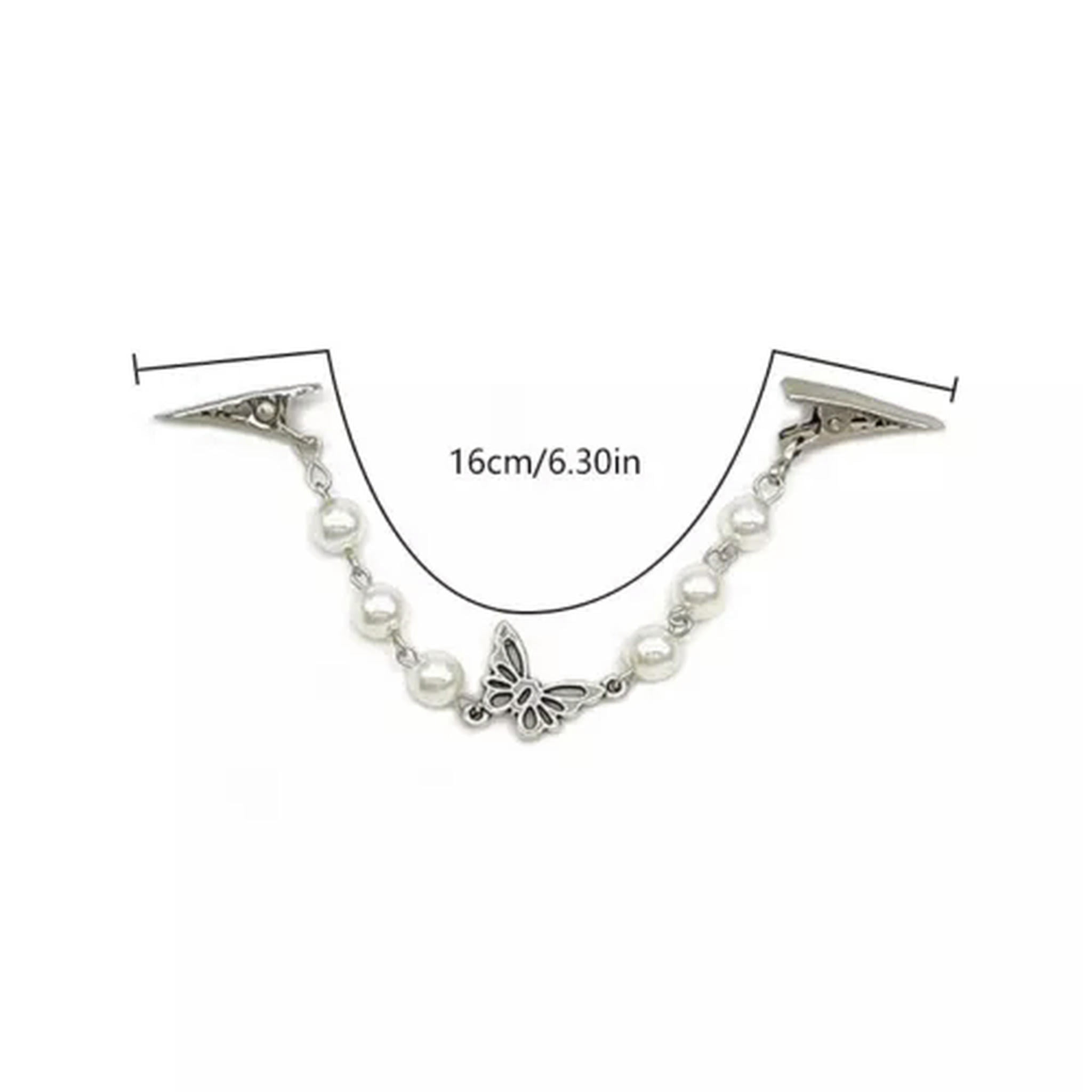 K-KED Pearl Chain Sweater Clip Ring Chain Cardigan Clip Waist Clasp ...