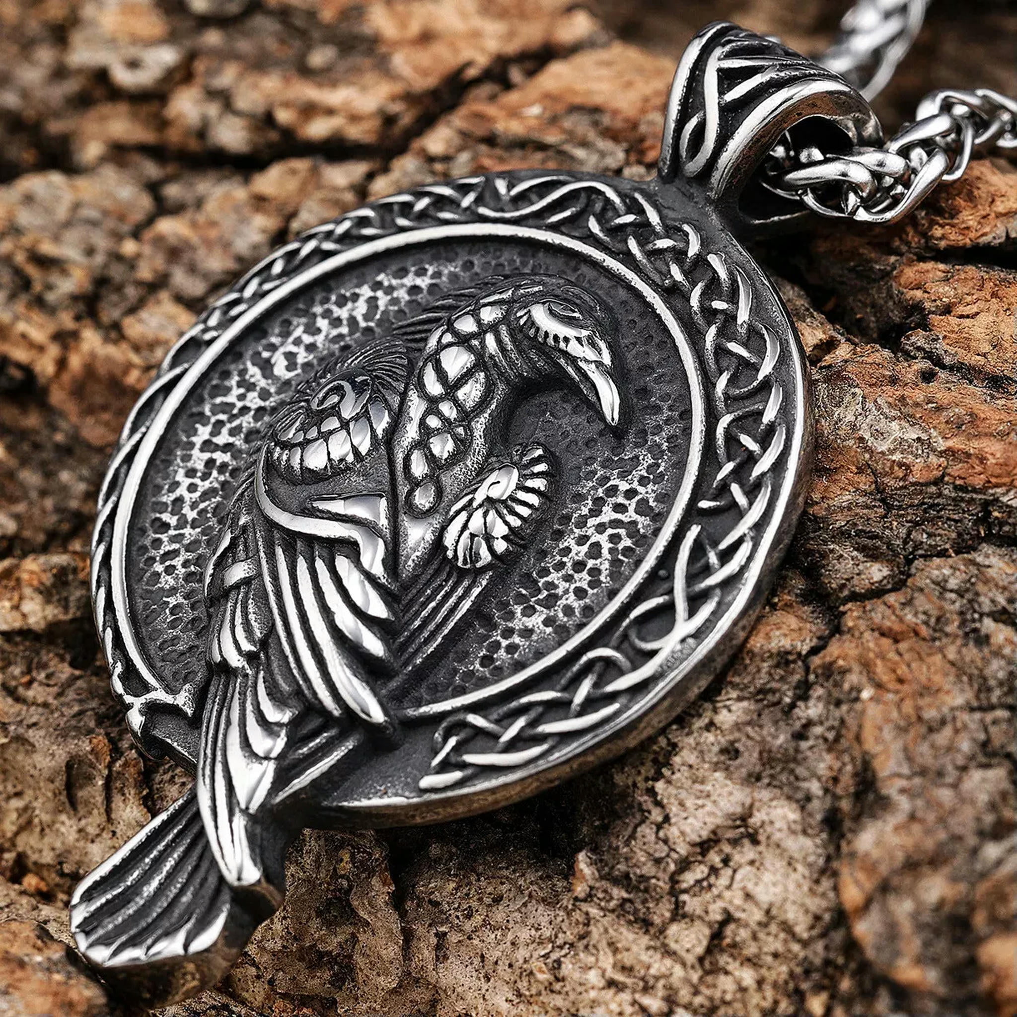 K-KED Personalized Viking Rune Eagle Pendant Stainless Steel Necklace ...