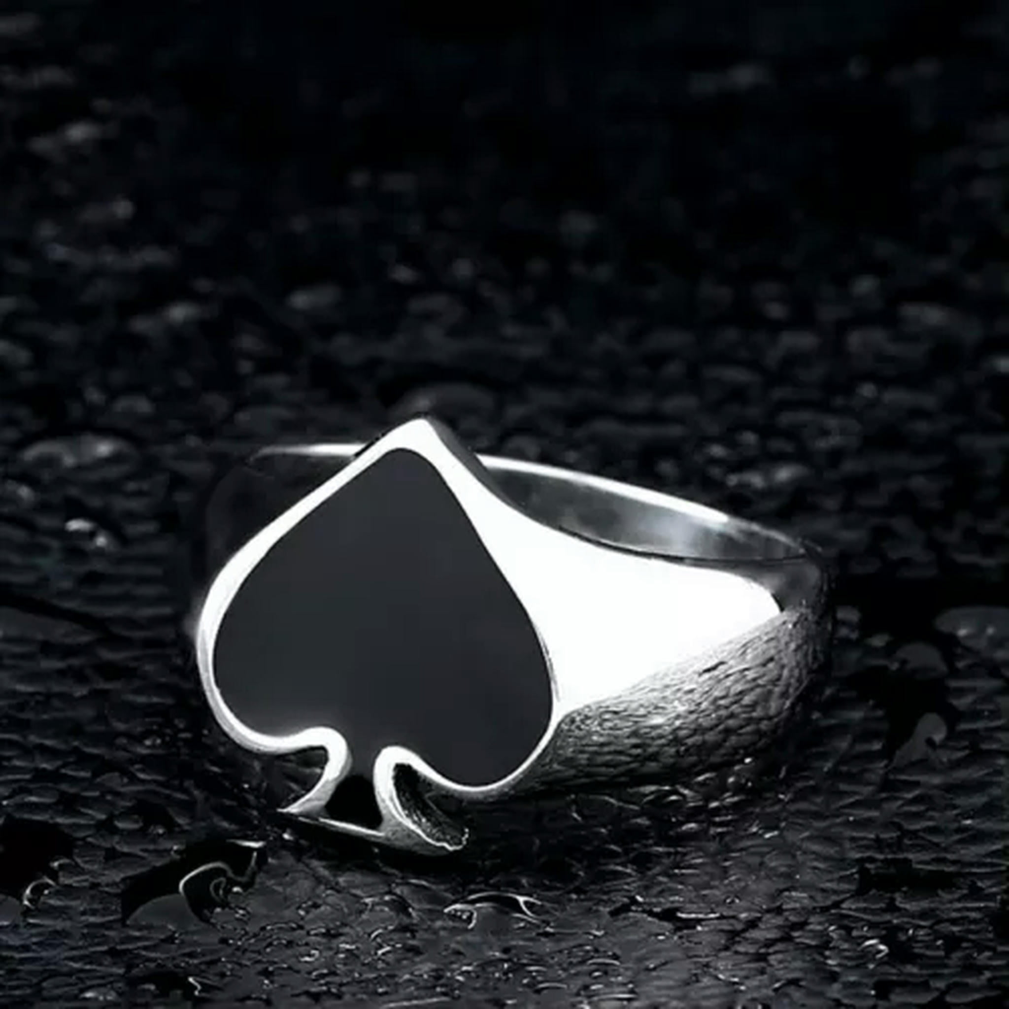 K-KED Poker Spade Diamond Heart Club Pattern Ring Stainless Steel Lucky ...