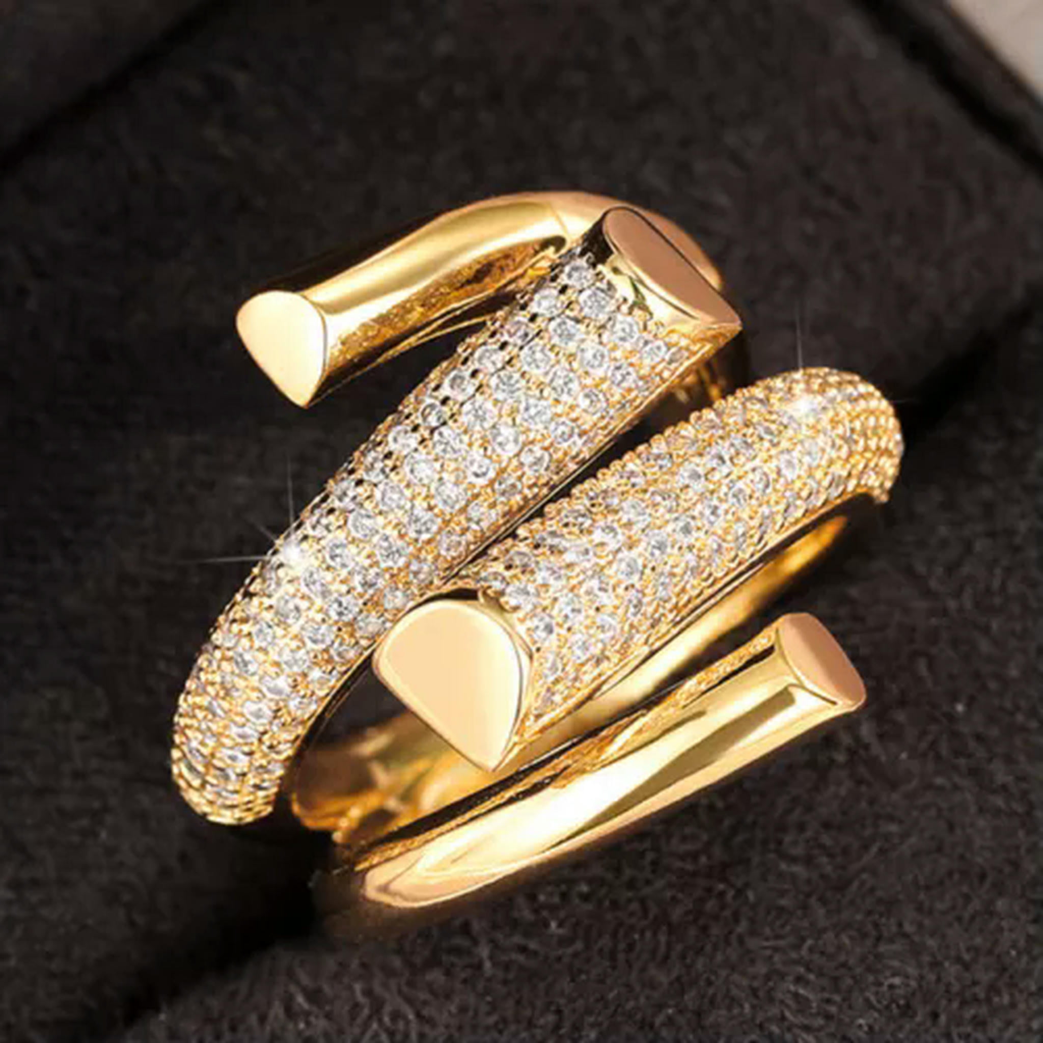 K-KED Pretty 18k Yellow Gold Plated Rings Cubic Zirconia Women Delicate ...