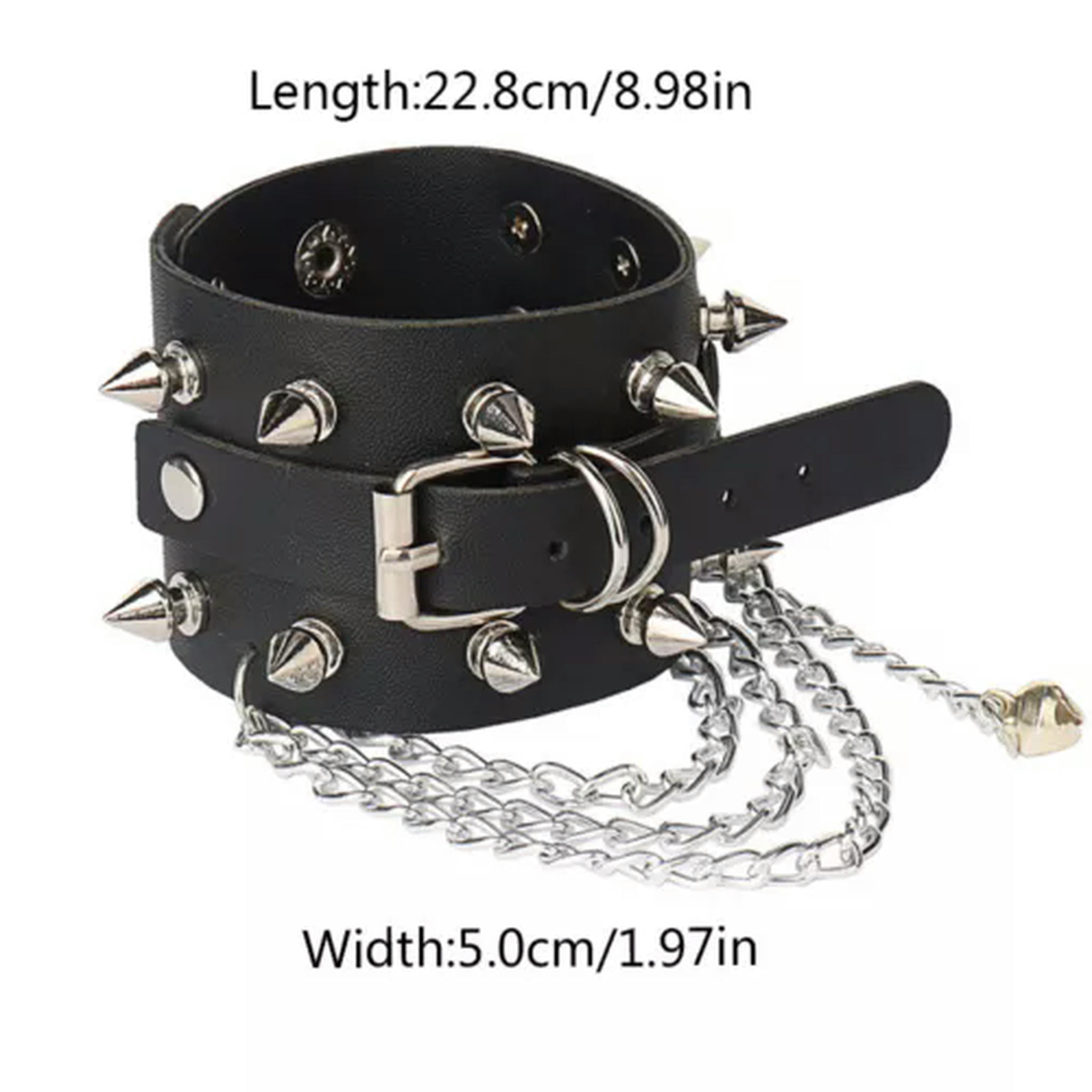 K-KED Punk Goth Biker Spike Studded Rivet Leather Wristband Bracelet ...