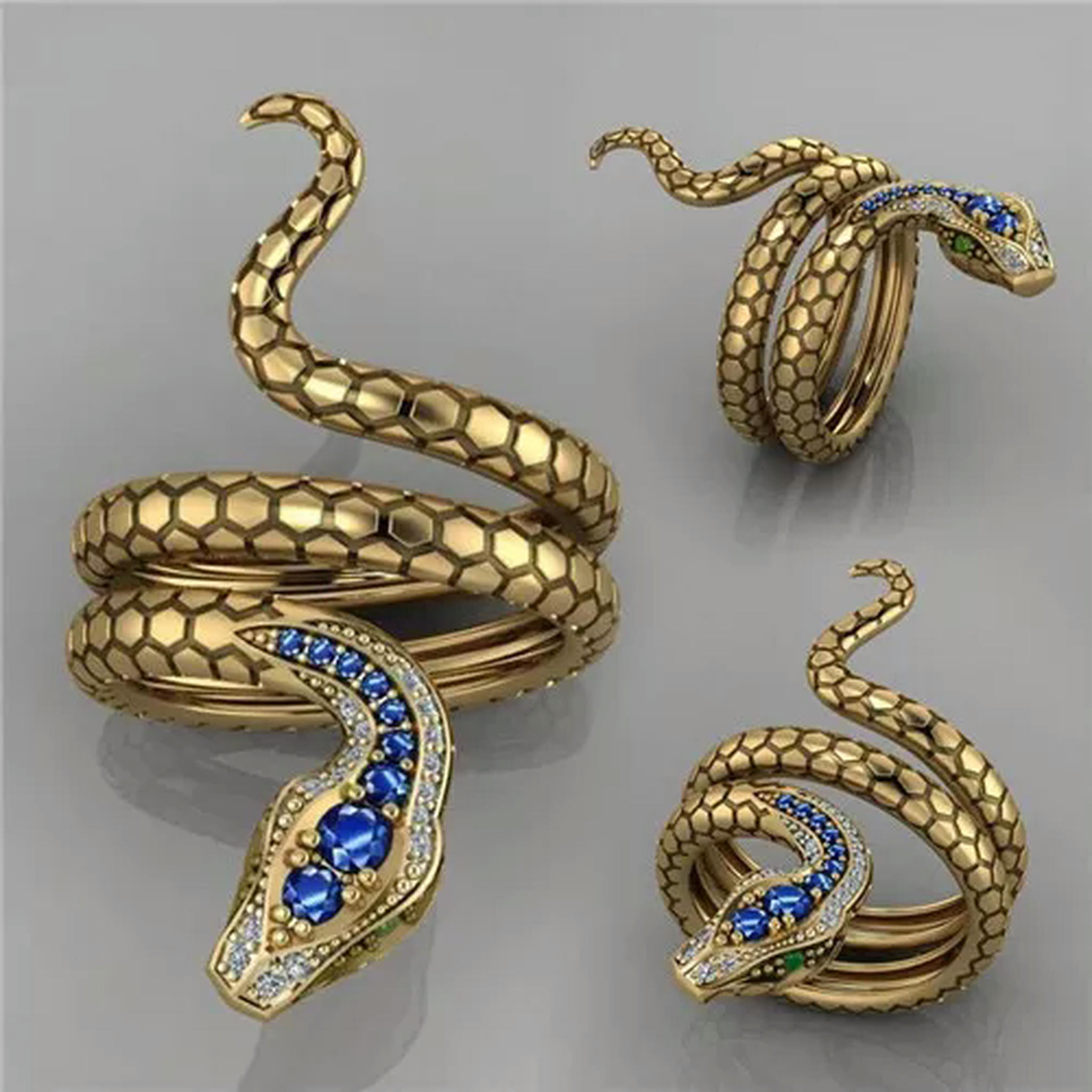 K-KED Punk Snake Rings for Women Stones Party Finger Ring Gifts ...
