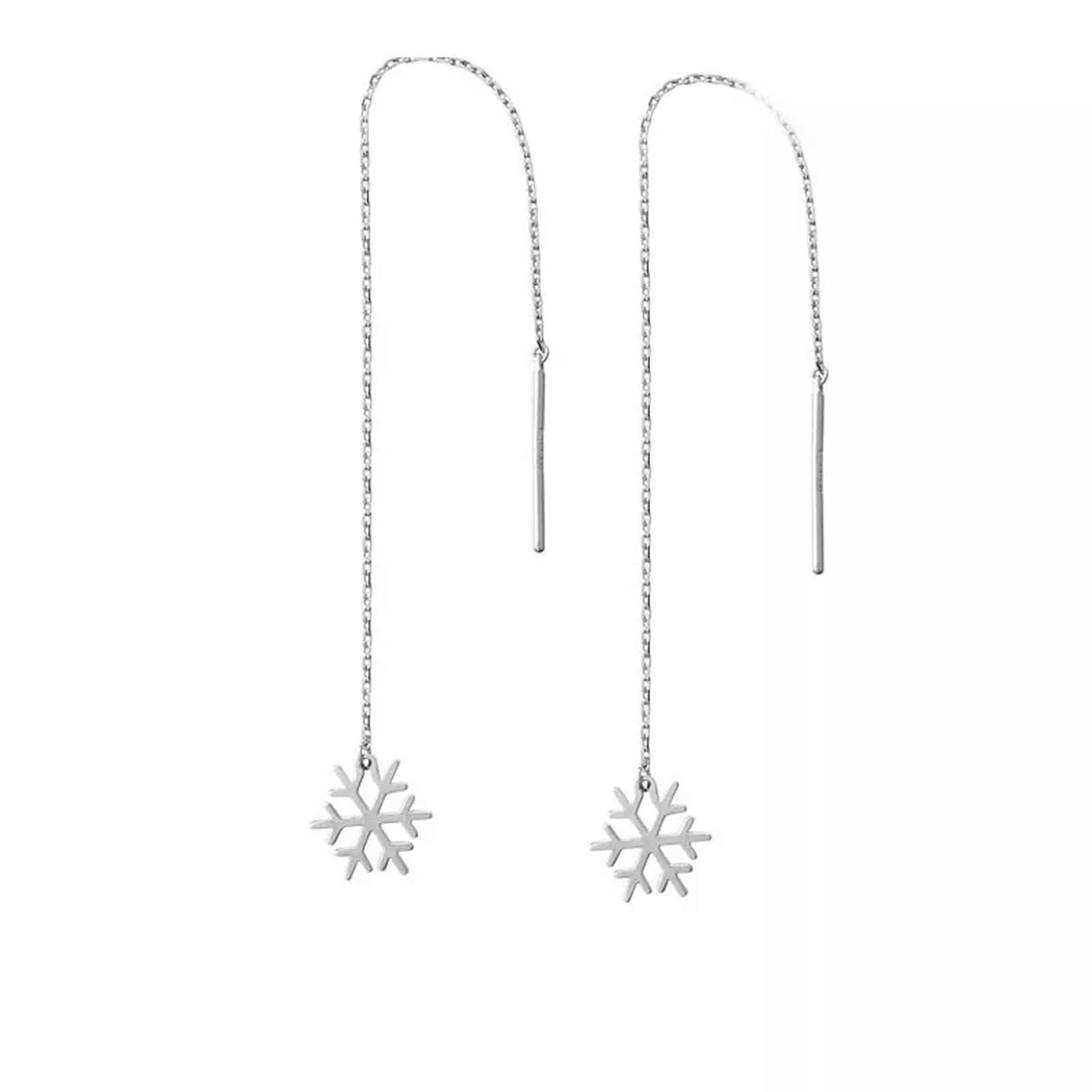 K-KED Pure Real Pt950 Platinum 950 Earrings Dangle Snowflake Rolo Link ...