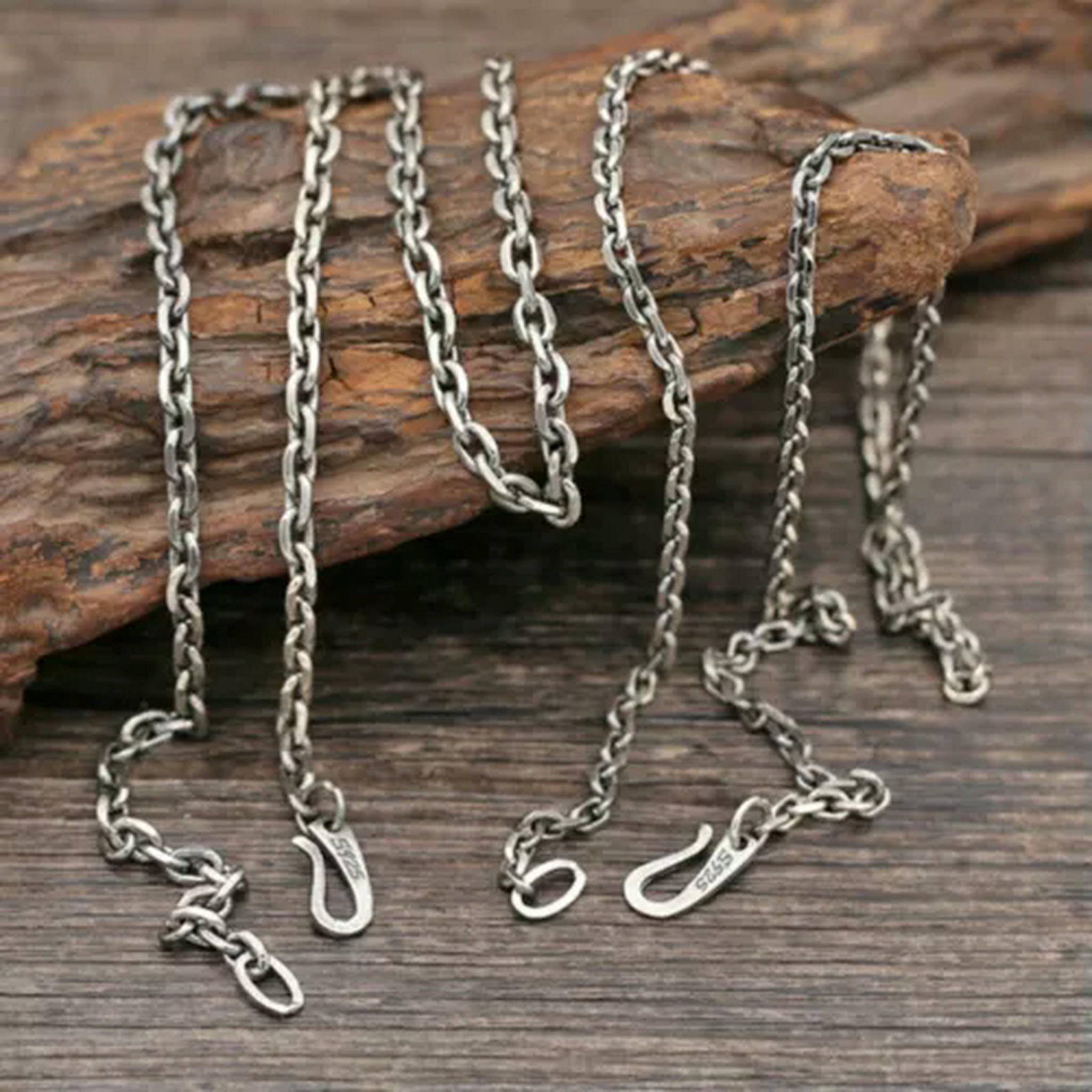 K-KED Pure S925 Sterling Silver Chain Men Women Retro O Link Necklace 18''-28''-4mm,25.6inch ...