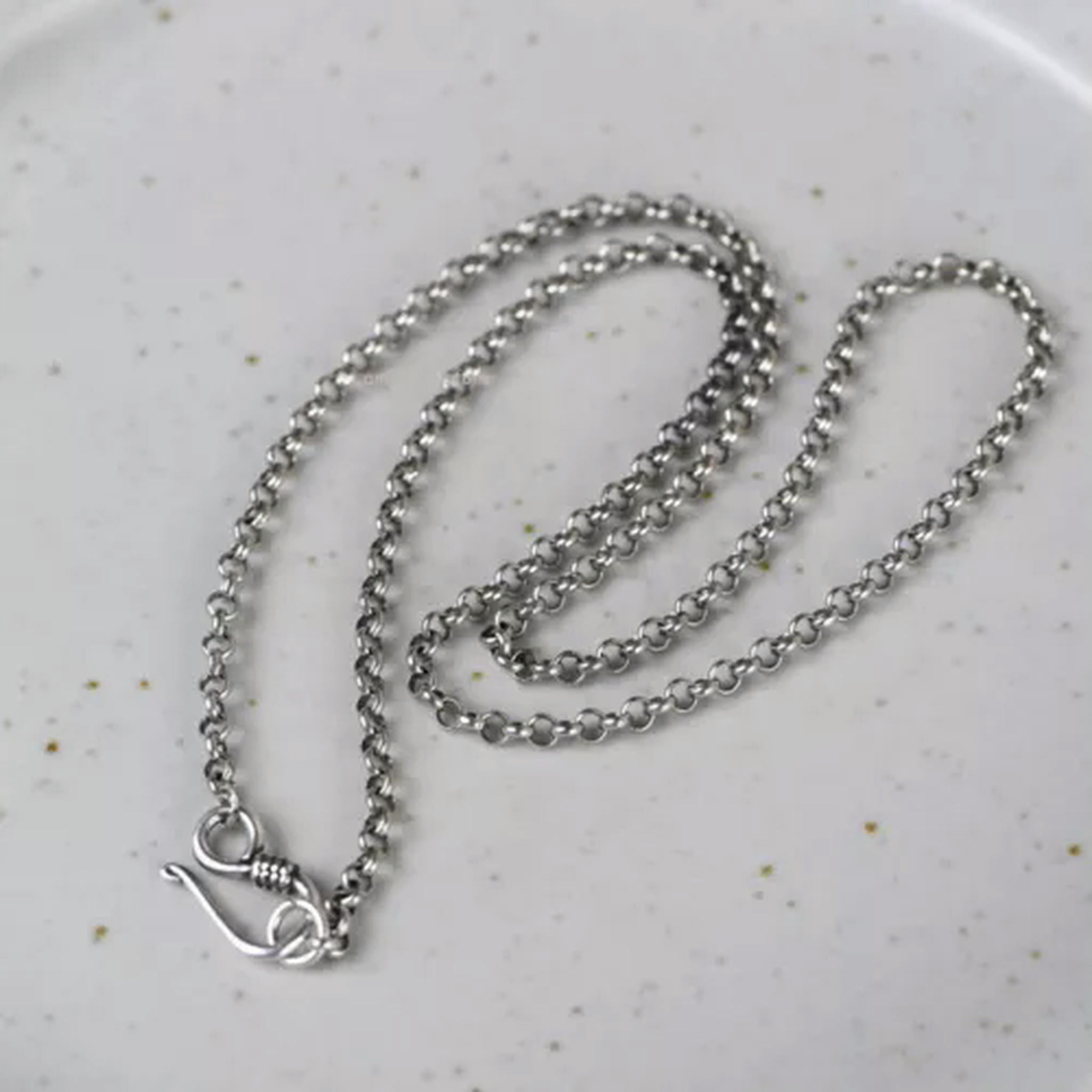 K-KED Pure S925 Sterling Silver Necklace Women's 3mm Rolo Chain Circle ...