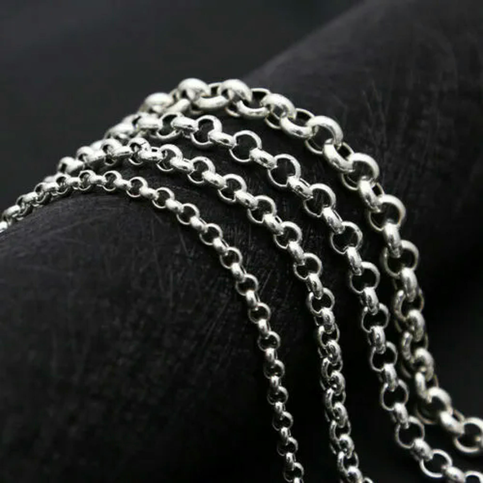 K-KED Pure Silver Chain For Women Men Rolo Link Sterling Silver 925 ...
