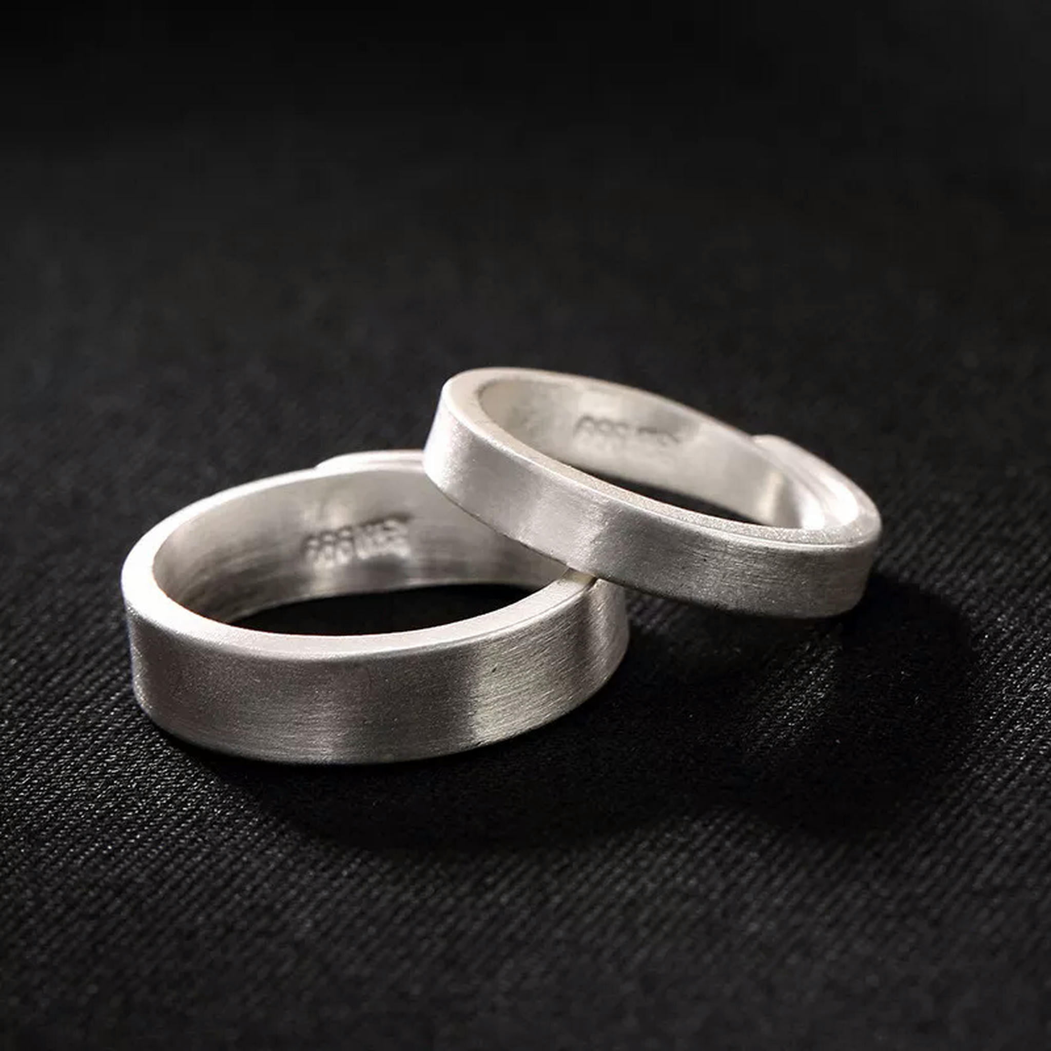 K-KED Pure Silver Ring 999 Fine Silver Ring Matte Finish Surface Men's ...