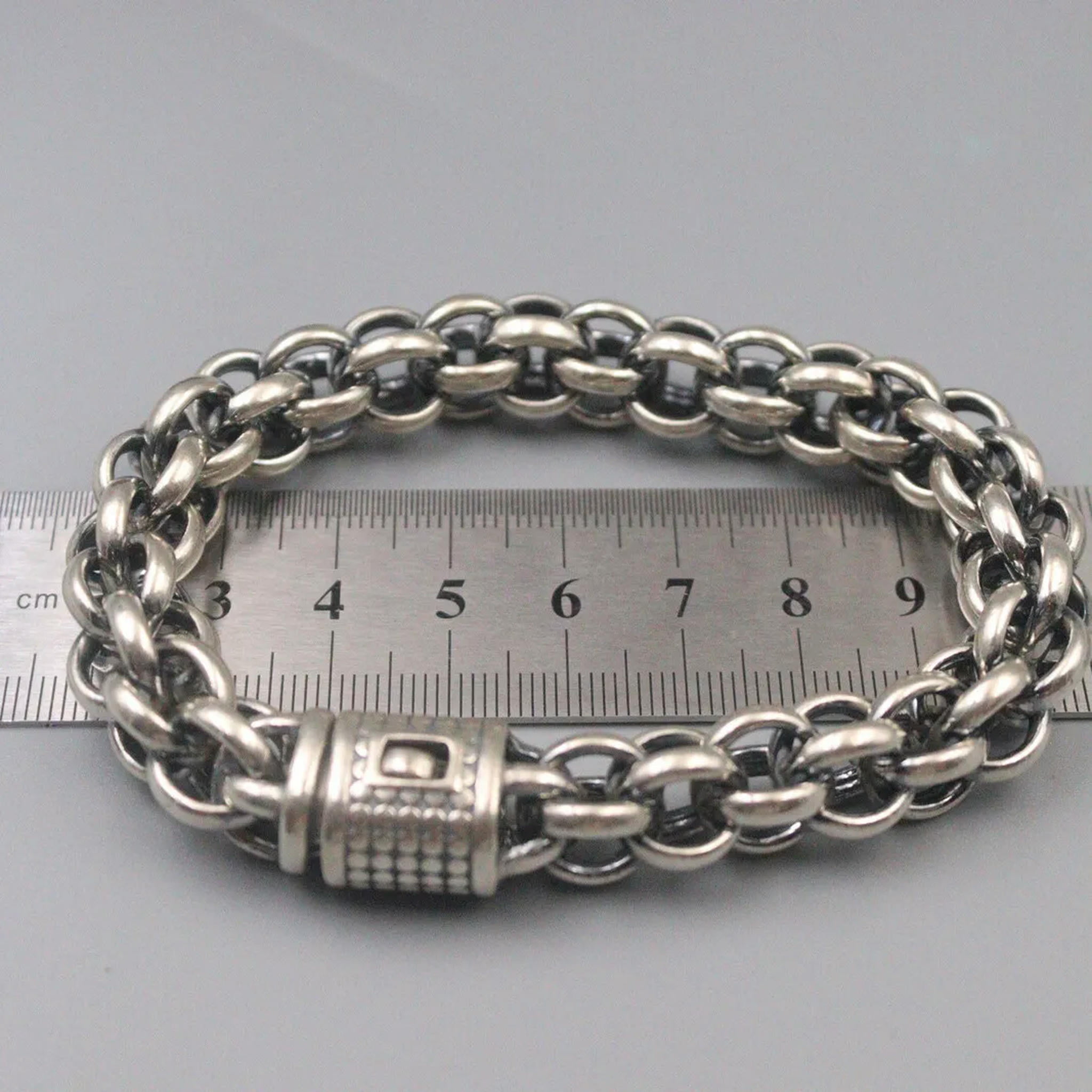 K-KED Pure Silver S925 Sterling Silver Chain 12mm Width Men's Link Bracelet 8.66inchL - Walmart.com