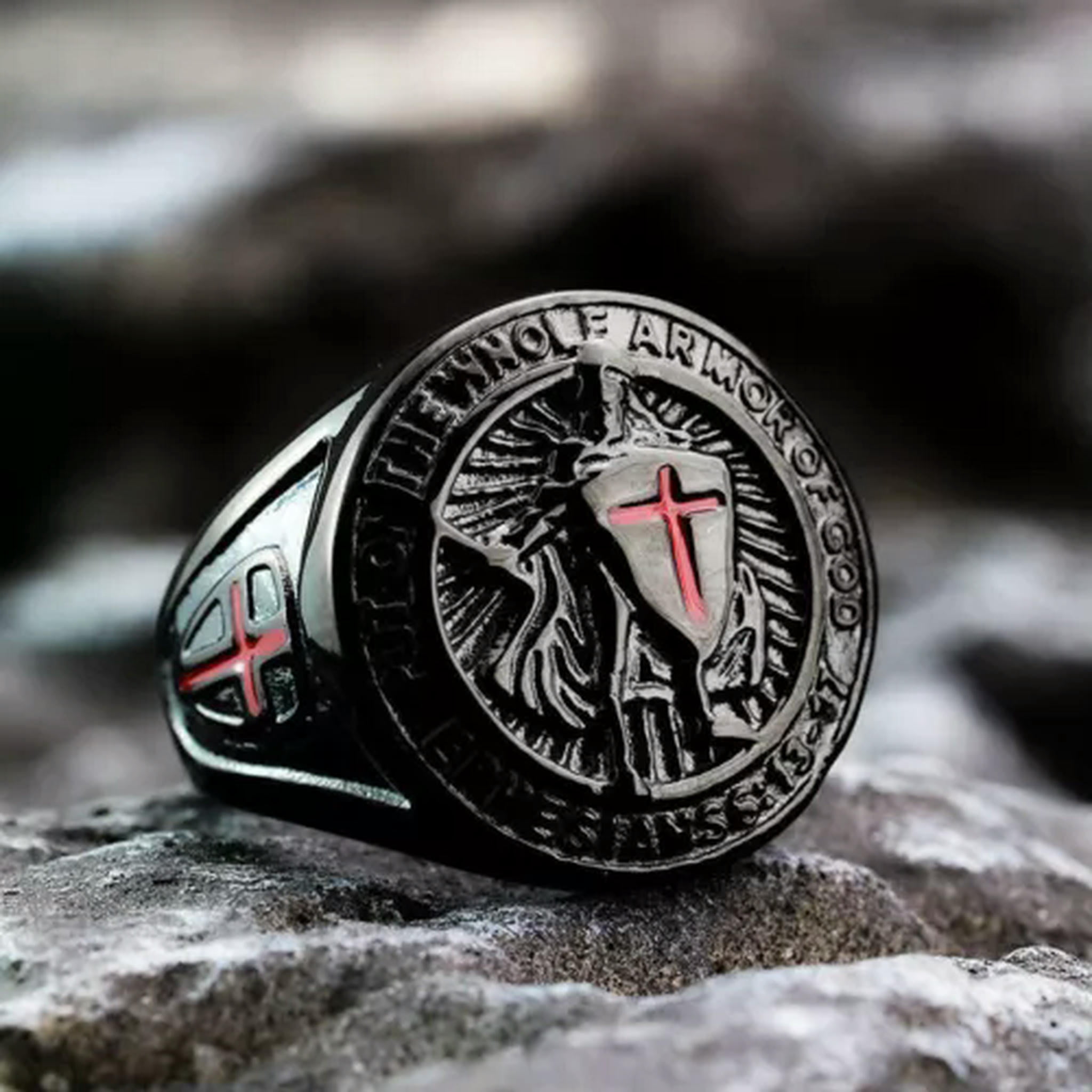 K-KED Put on the Whole Armor of God Ring Stainless Steel Sword Shield ...