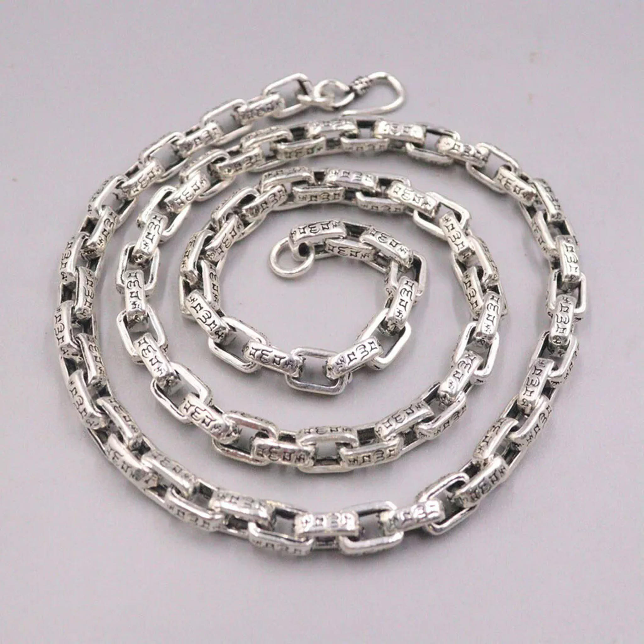 K-KED Real 925 Sterling Silver Necklace Men Women 7mm Sutra Square Link ...