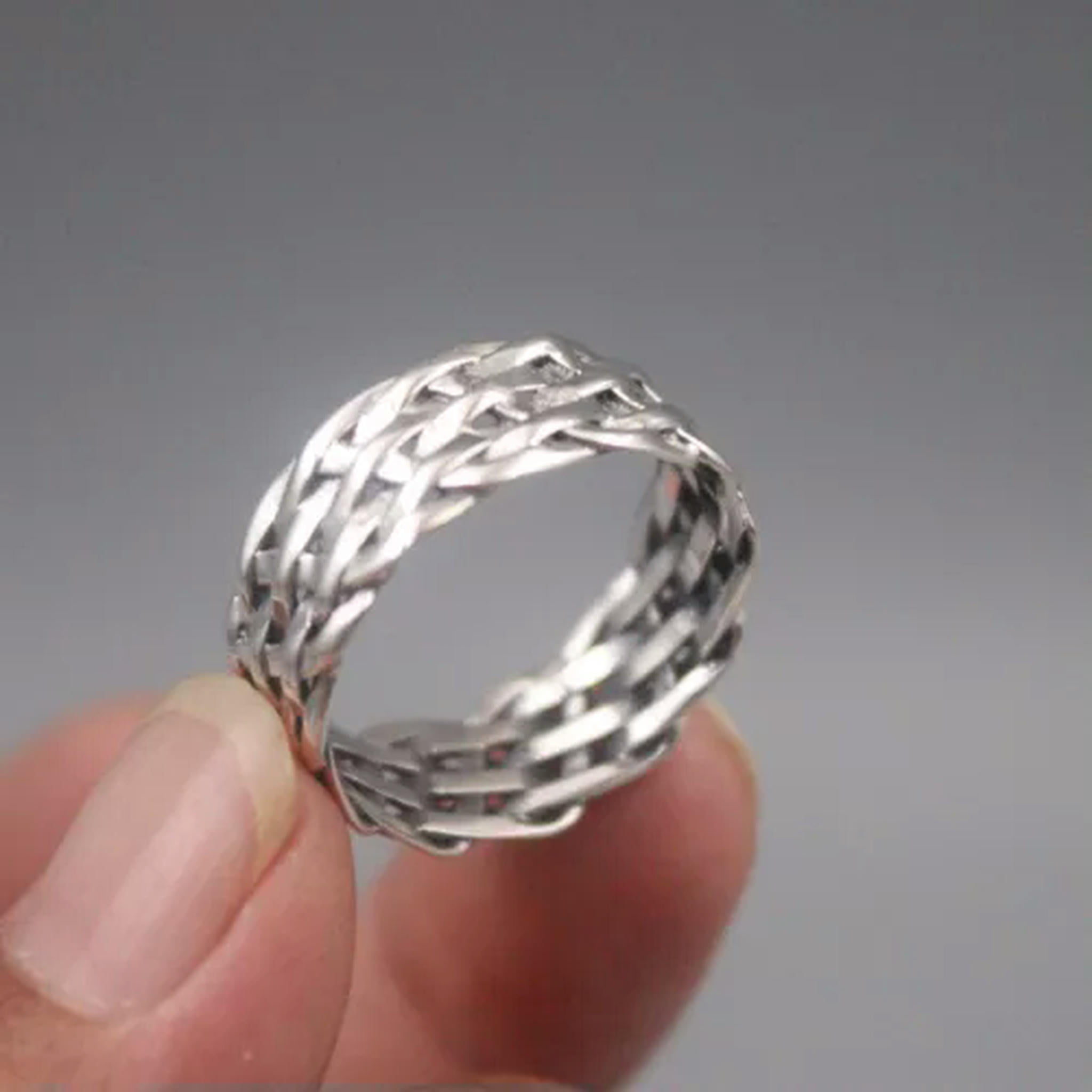K-KED Real 925 Sterling Silver Ring For Men Vintage Silver Weave Ring ...