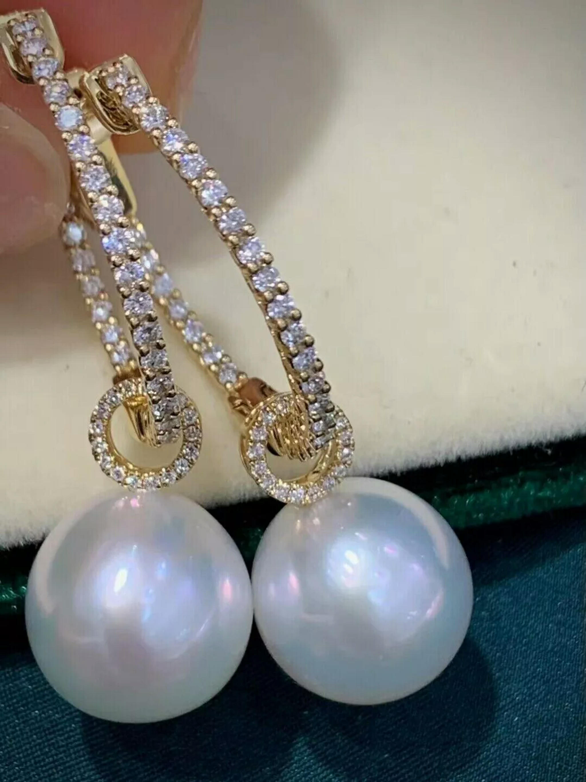 K-KED Real Huge Natural AAA 10-11mm White South Sea Round Pearls ...