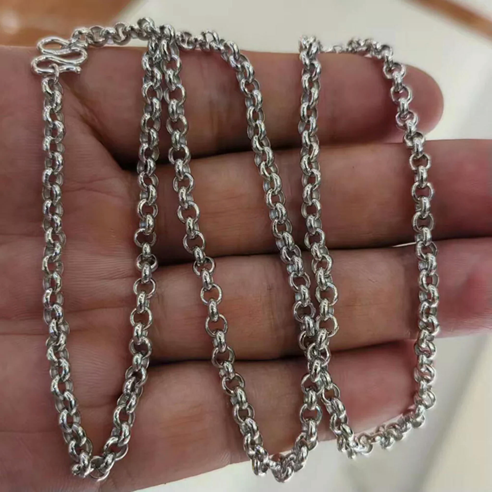 K-KED Real Pt950 Platinum 950 Chain Women Man 4mm Rolo Chain Circle ...