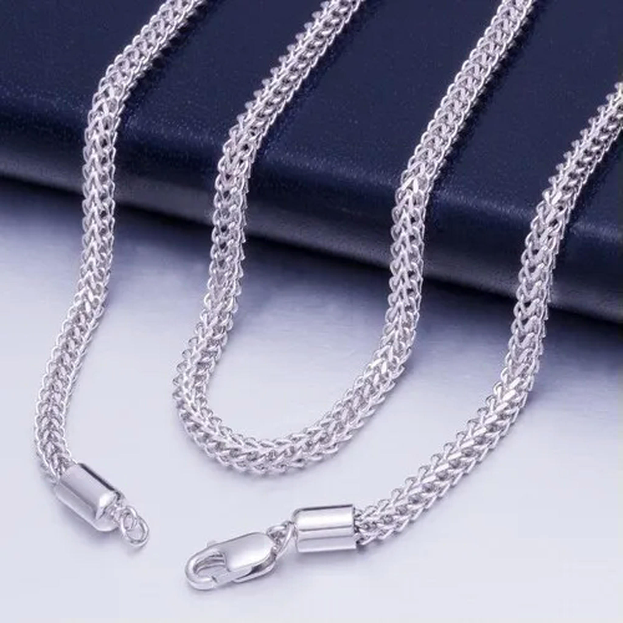 K-KED Real Pt950 Pure Platinum 950 Necklace Men's 3.4mm Hollow Wheat ...