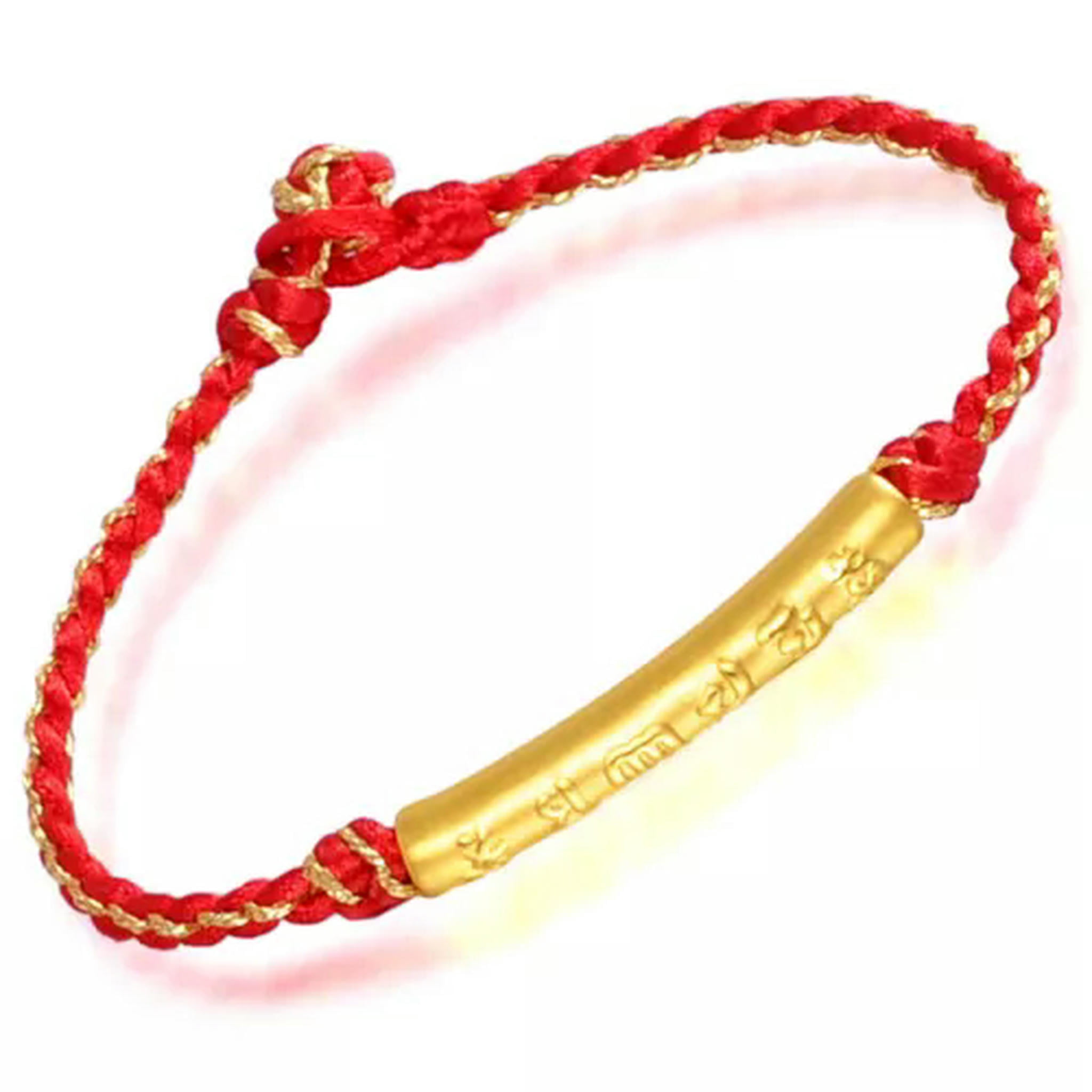 K-KED Real Pure 24K Yellow Gold Bracelet Woman's Lucky Sutra Elbow Tube ...