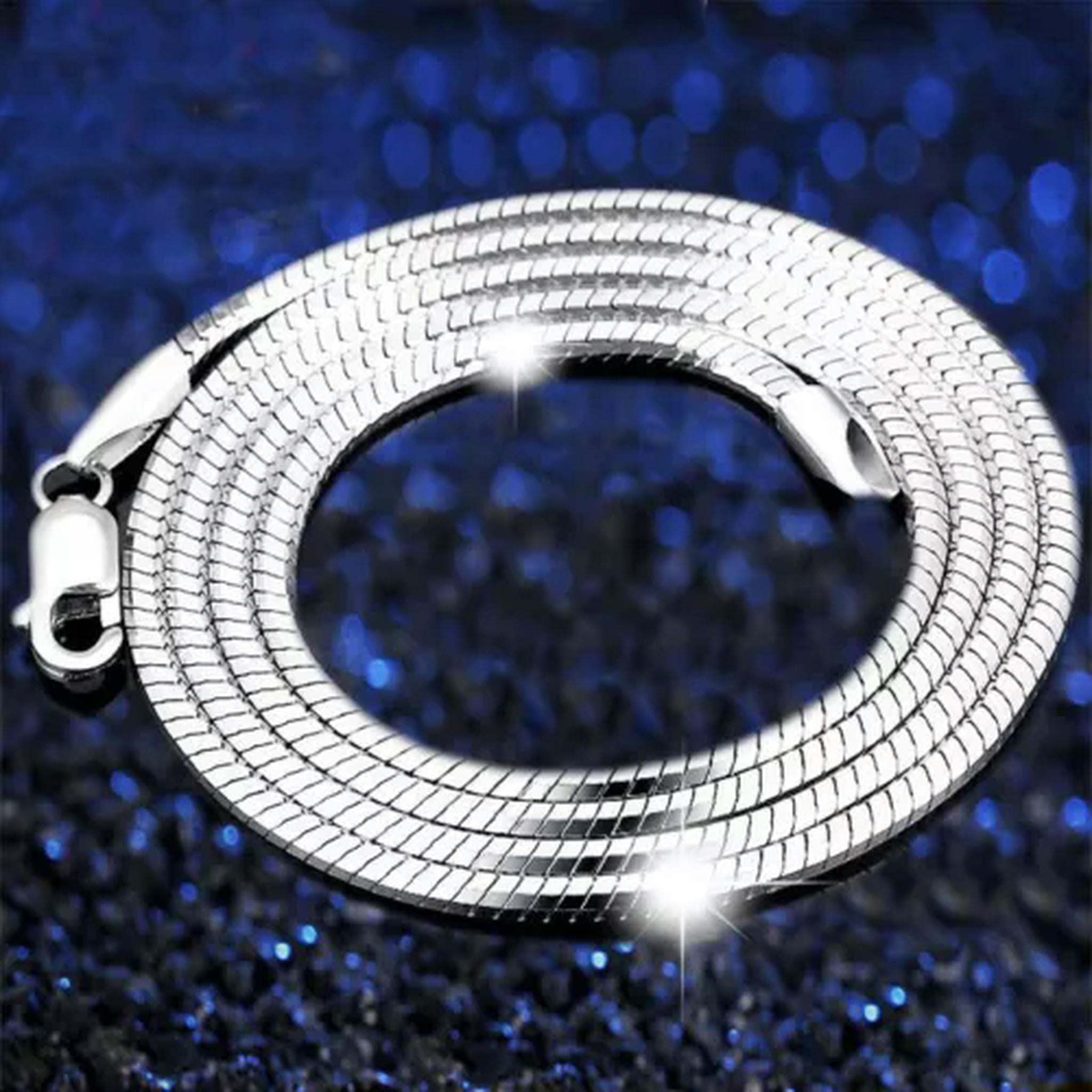 K-KED Real S925 Sterling Silver Chain For Men Women Thin Snake Link ...