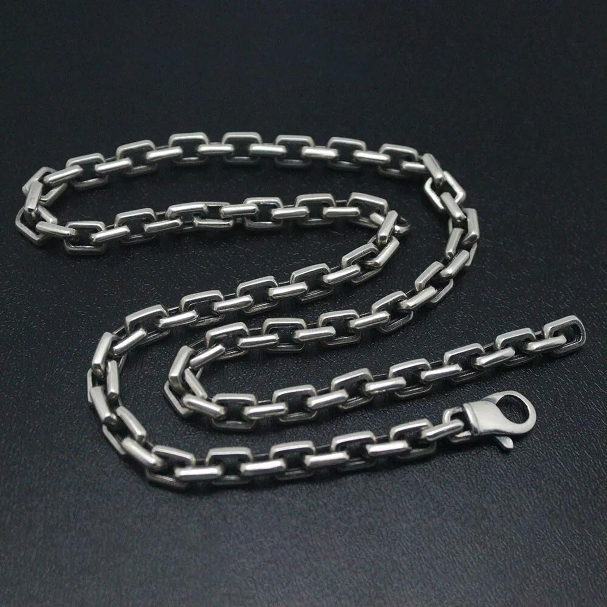 K-KED Real S925 Sterling Silver Chain Men Women 7mm Square Cable ...