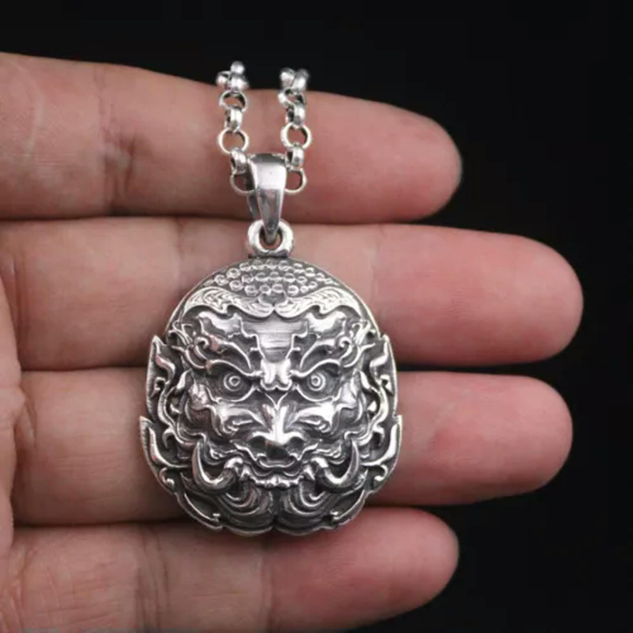 K-KED Real Silver Fine Pendants 999 Metal Purity Attract wealth Ward ...