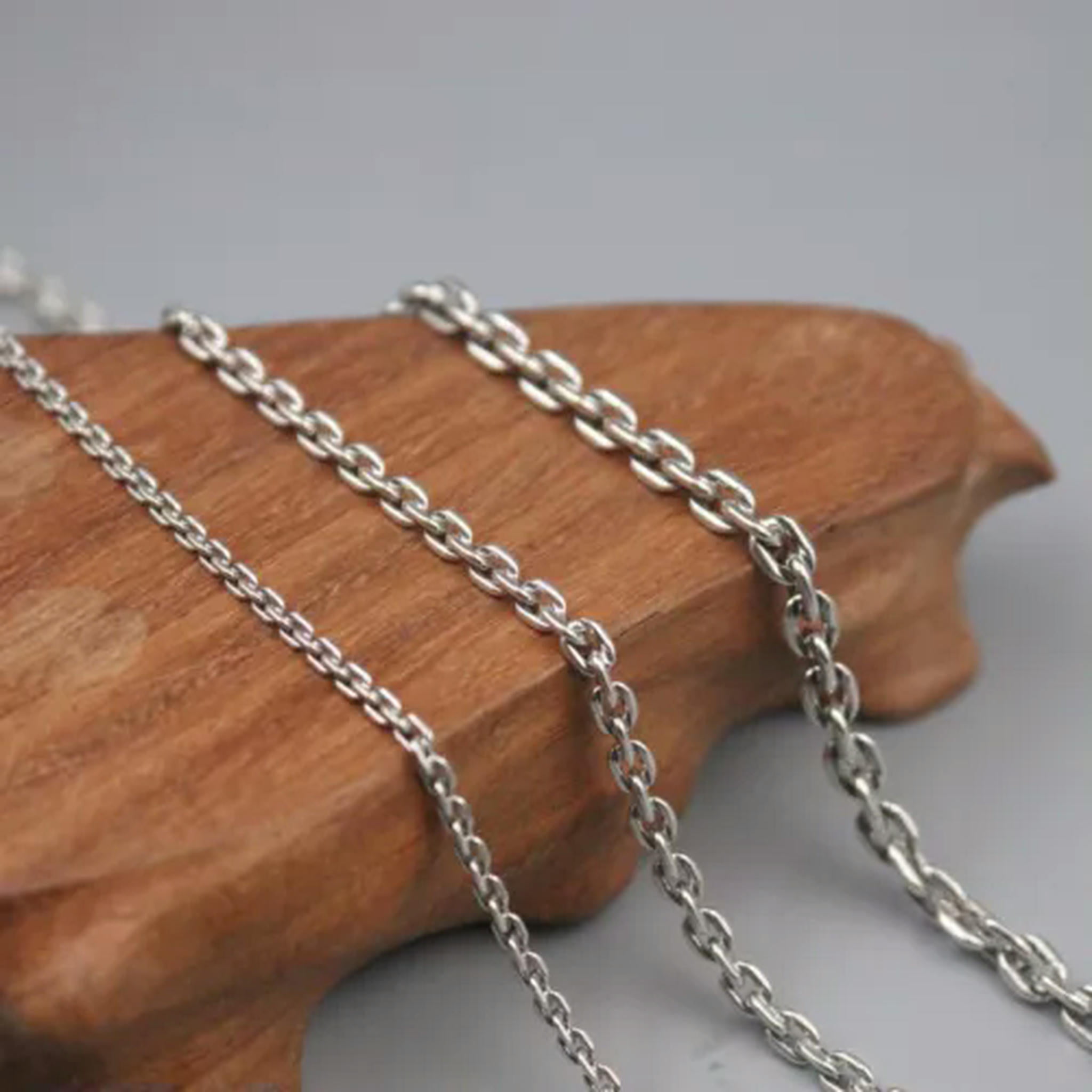 K-KED Real Solid 925 Sterling Silver Chain Men Women Square Cable O ...