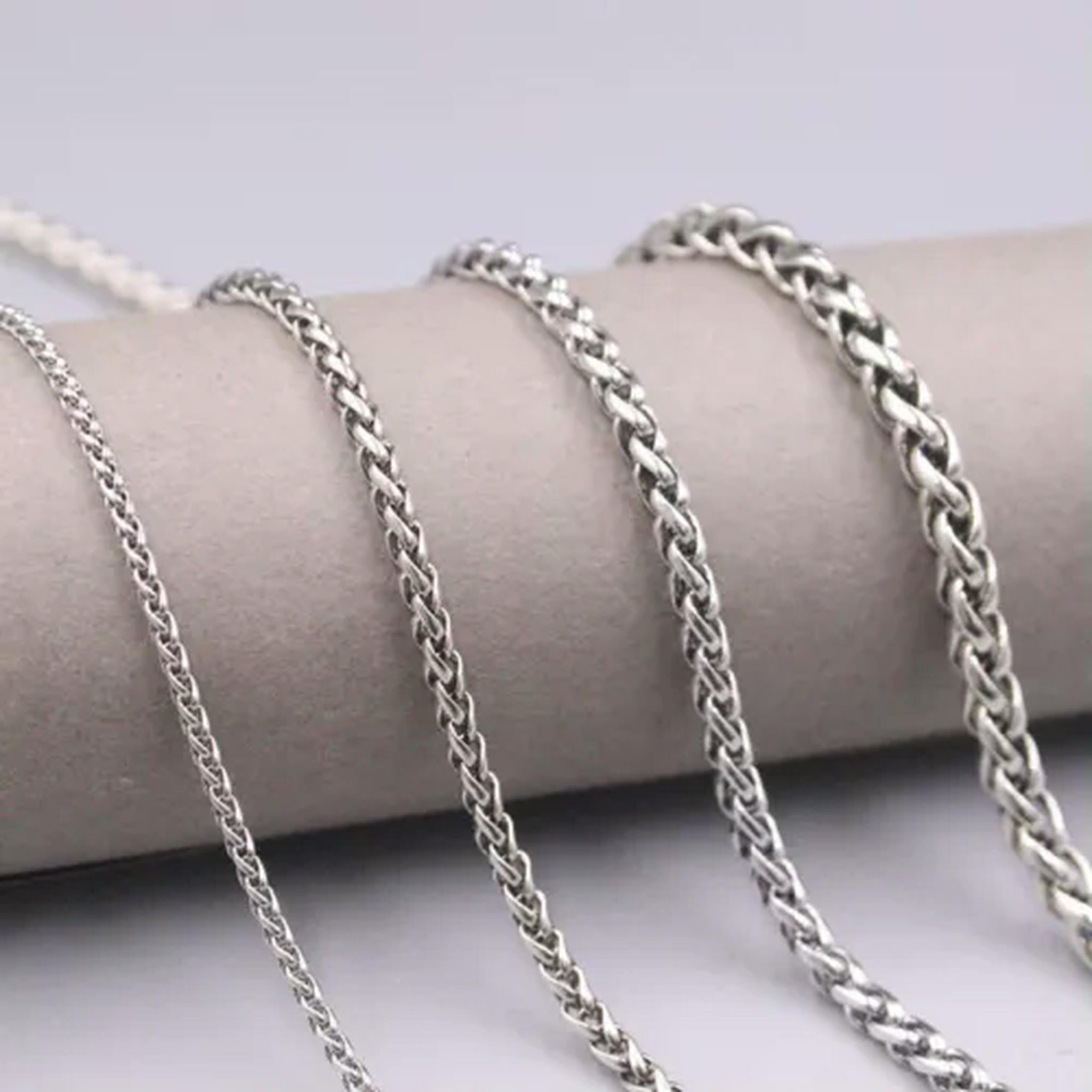 K-KED Real Sterling Silver Chain For Men 2mm/3mm/4mm/5mm Wheat Chain ...